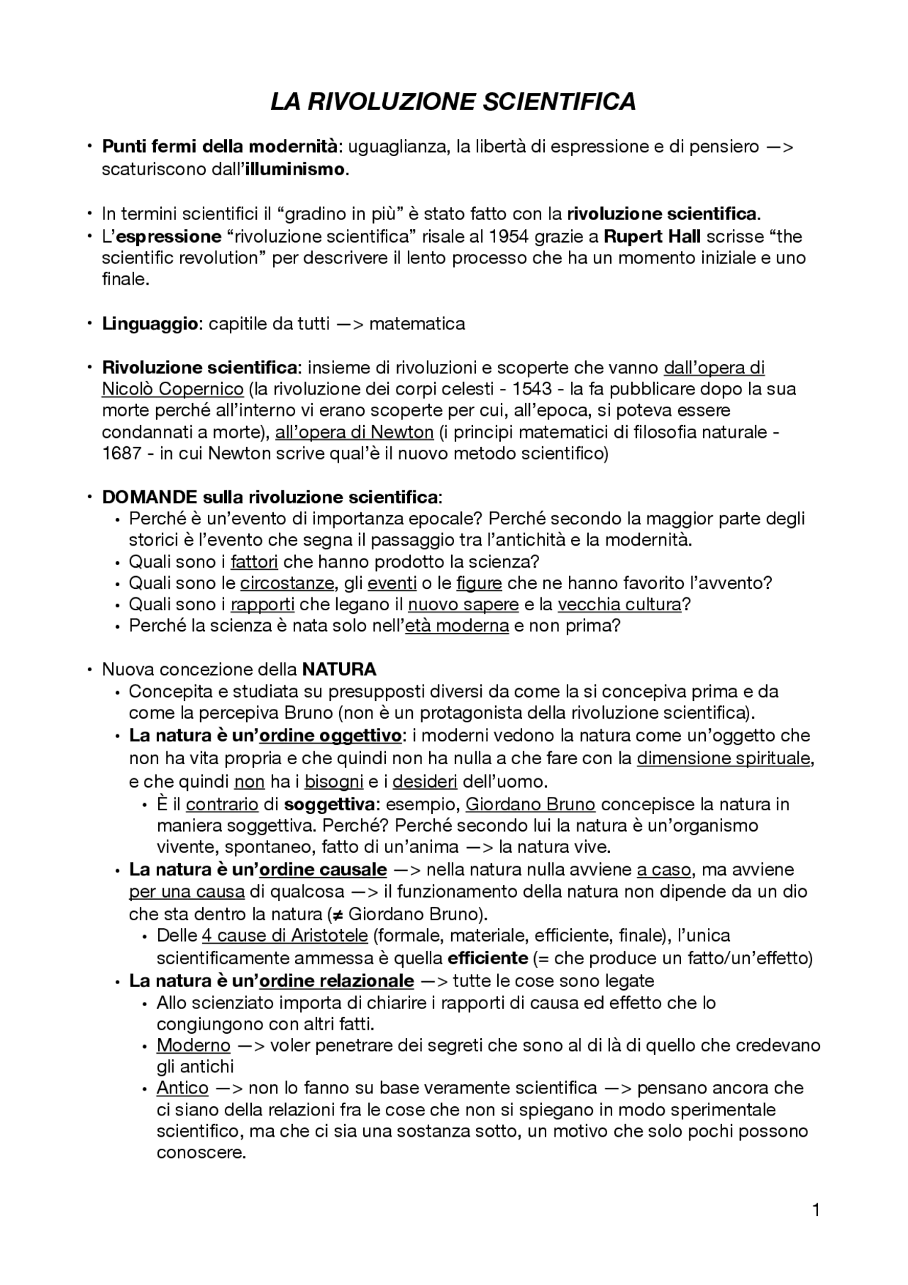 La Rivoluzione Scientifica.pdf - Docsity