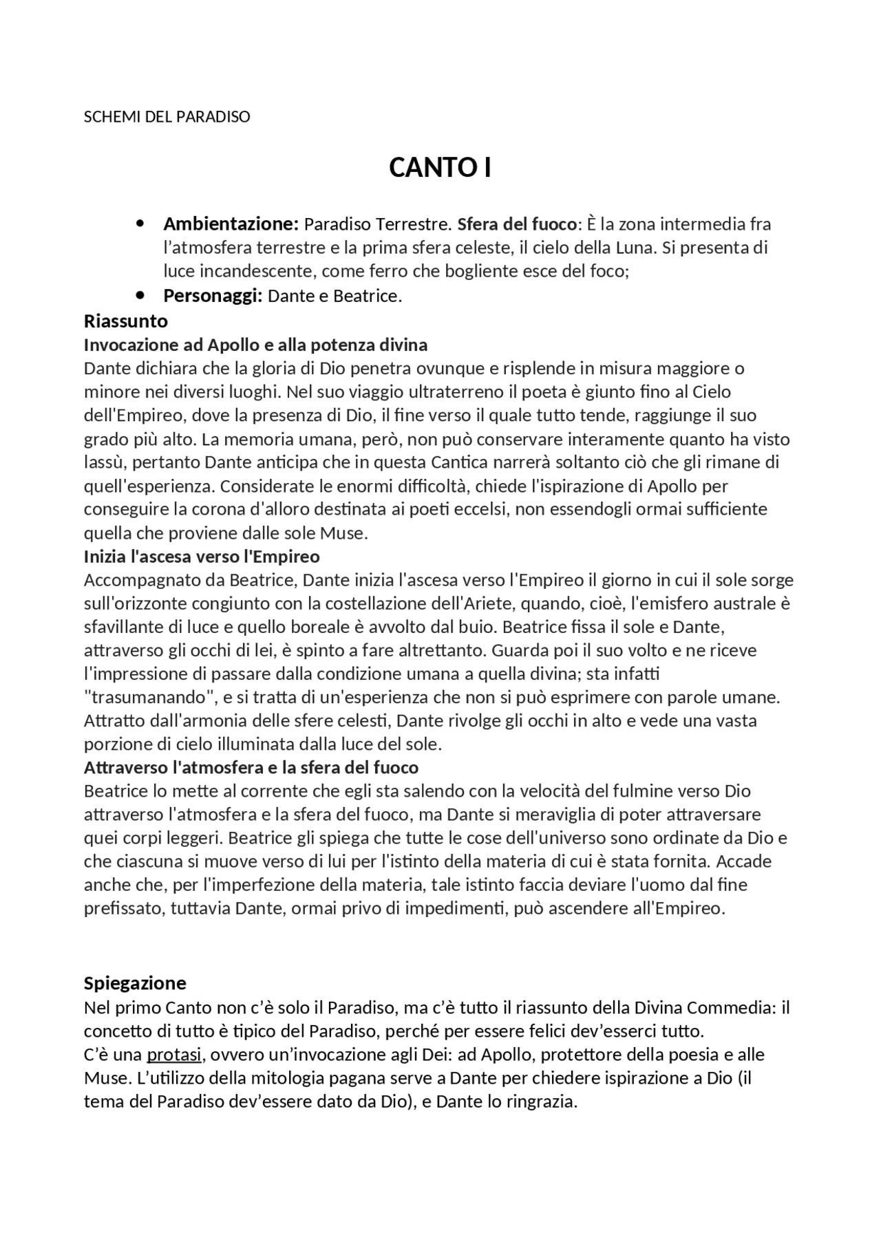 Divina Commedia Paradiso Canto I Docsity