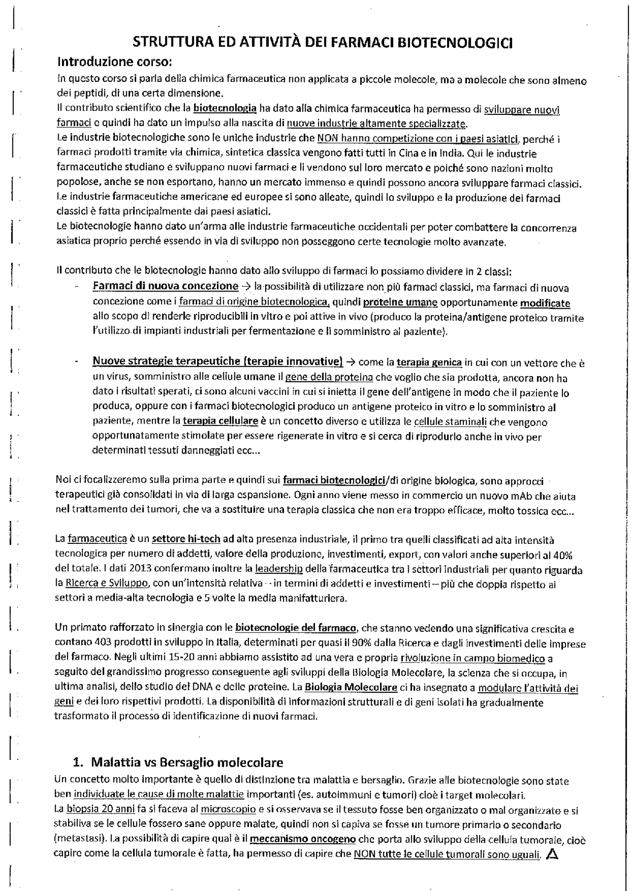 Struttura E Analisi Dei Farmaci Biotecnologici Docsity
