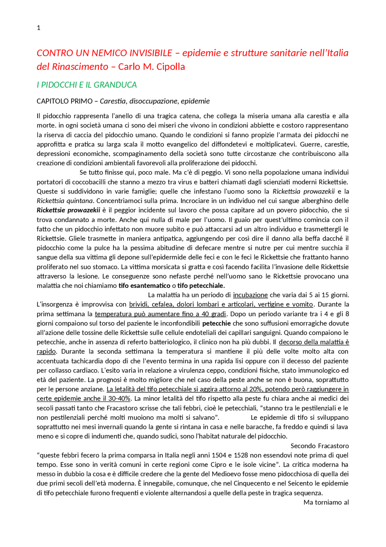 Contro Un Nemico Invisibile Carlo M Cipolla Docsity