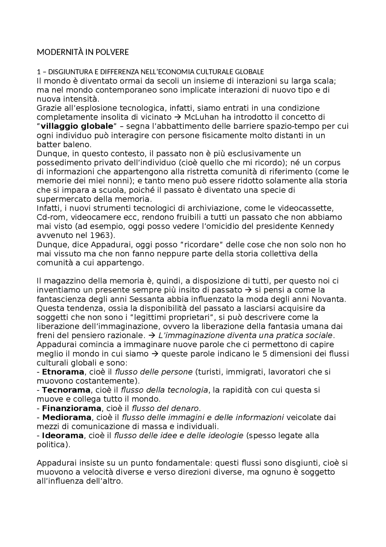 Modernità In Polvere Docsity