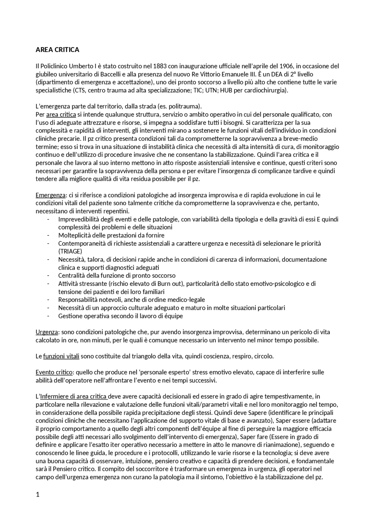 Infermieristica In Area Critica Docsity