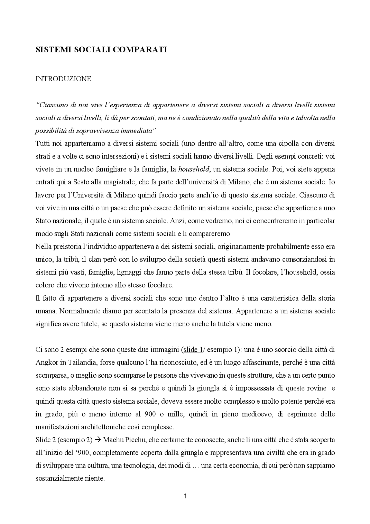 Appunti Di Sistemi Sociali Comparati Appunti Di Sociologia Docsity