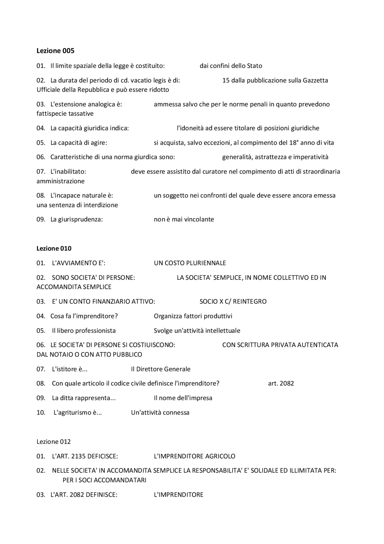 Diritto Commerciale Risposte Chiuse Corcioni Nicola Panieri Di