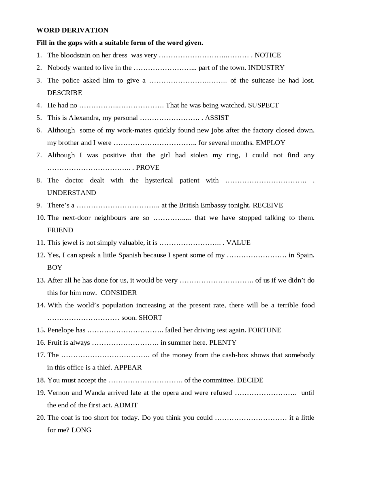 Derivatives Exercises Docsity