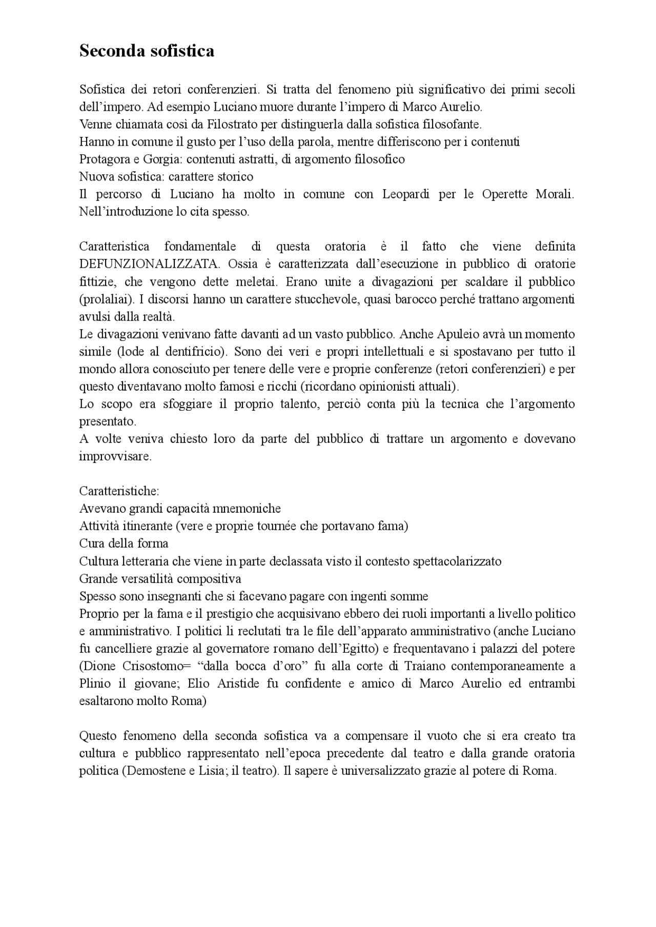 La Seconda sofistica - Docsity