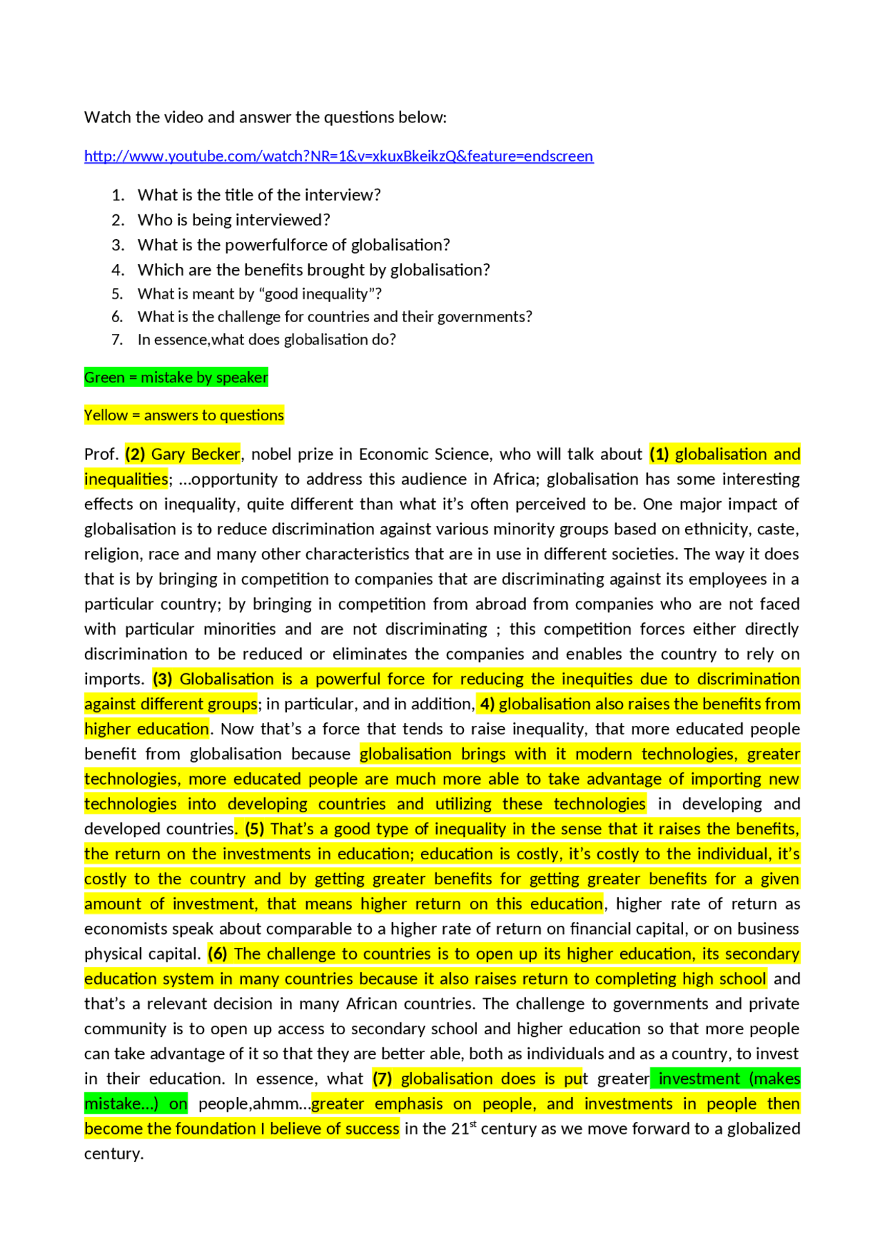 The Video And Answer Docsity