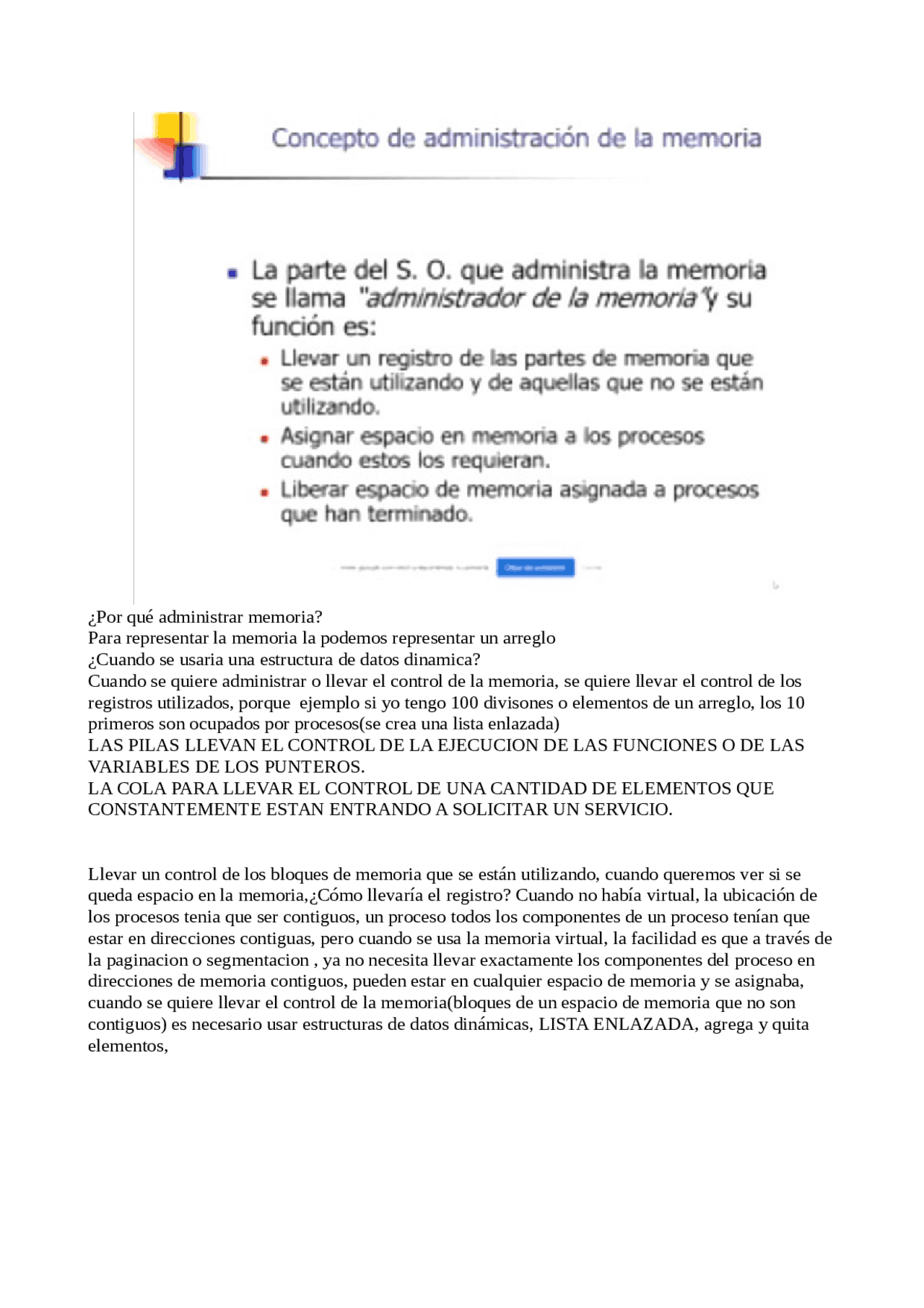 Memoria Sistemas Operativos Docsity