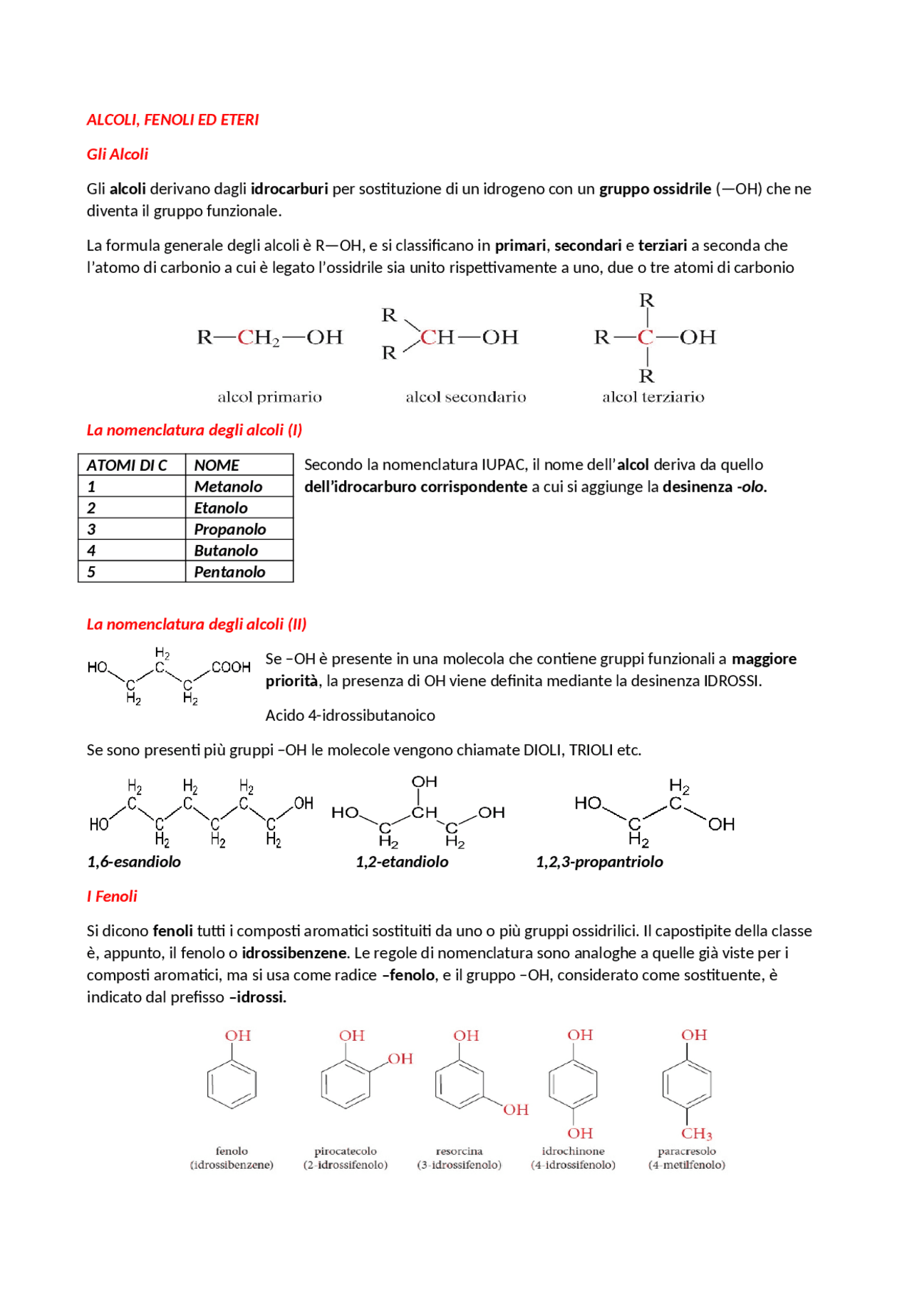 Alcoli Fenoli Ed Eteri Docsity
