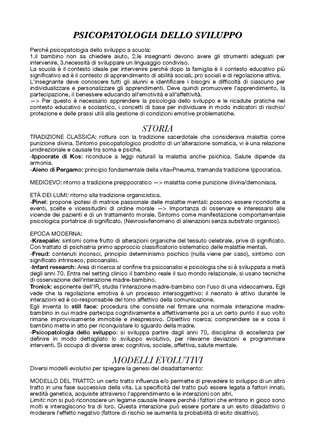 Sintesi Appunti E Slides Psicopatologia Dello Sviluppo Docsity