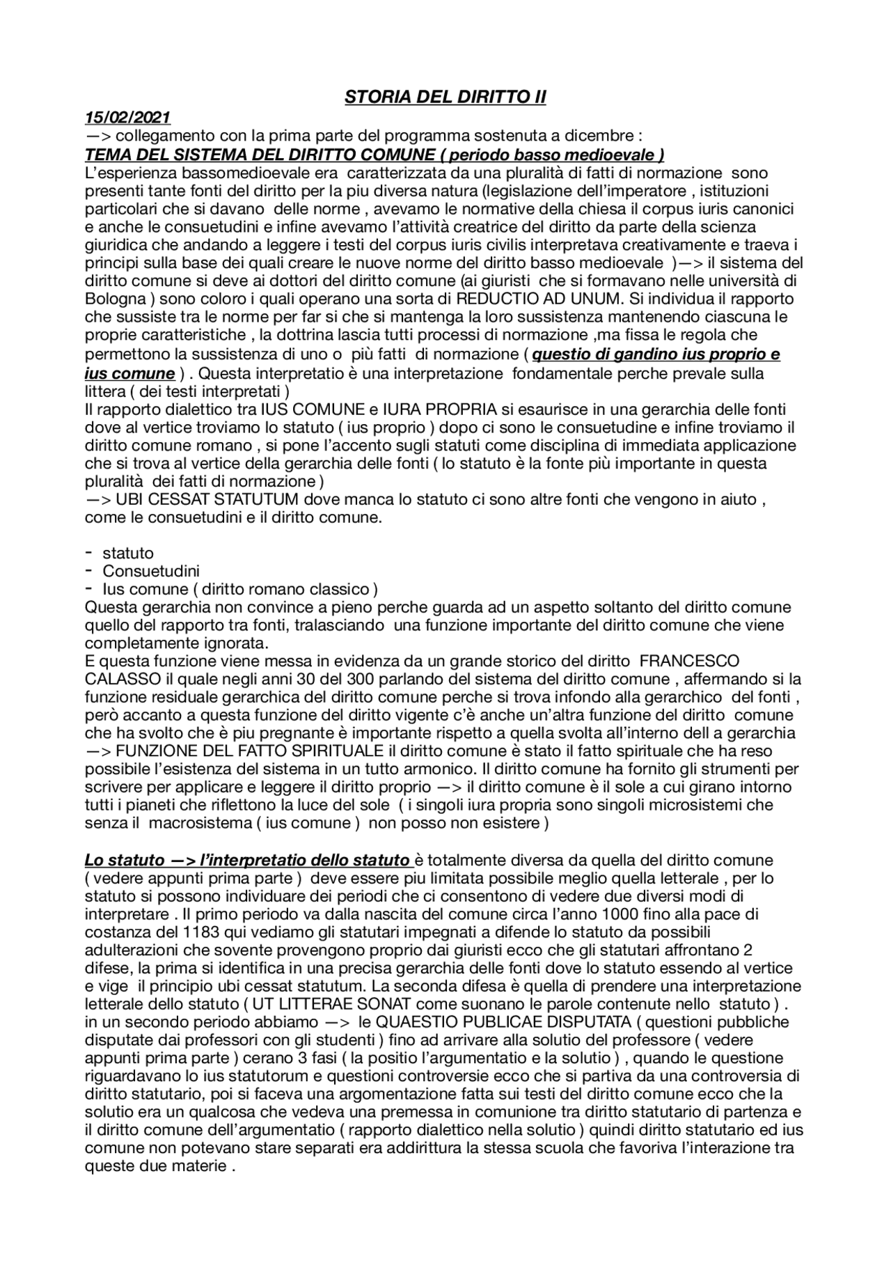Appunti Presi A Lezione Storia Del Diritto Landi Docsity