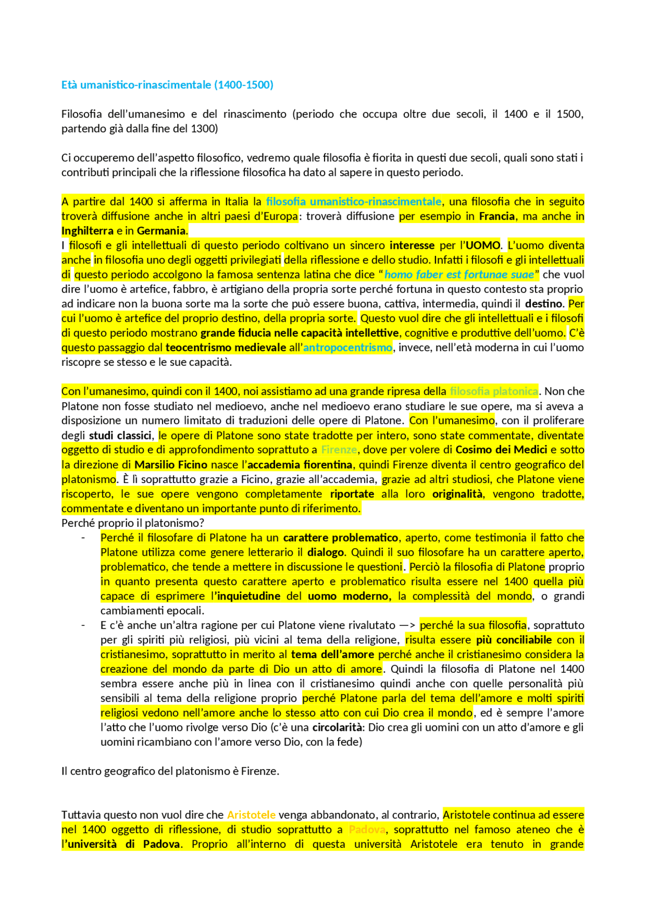 Rinascimento E Umanesimo Docsity