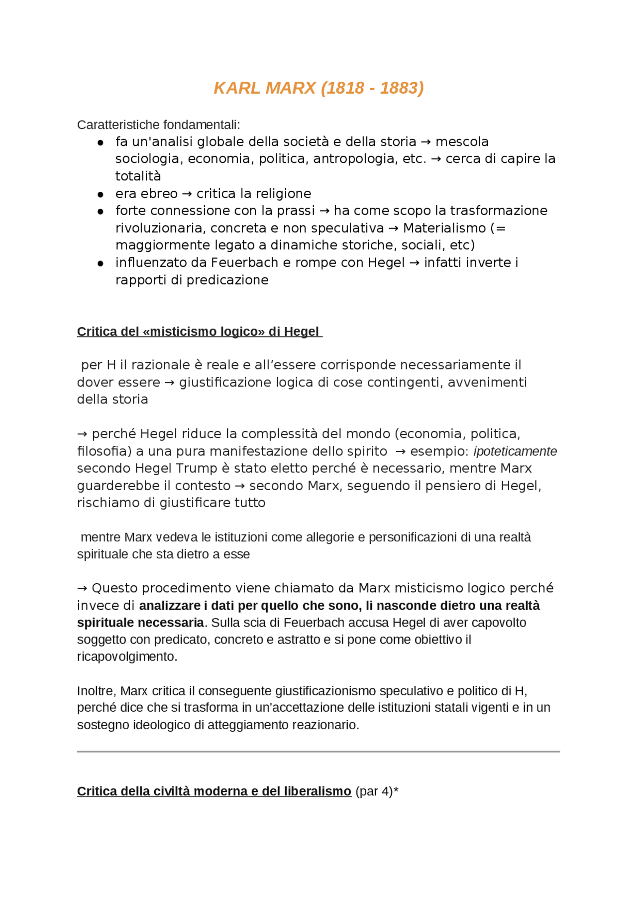 Appunti Di Filosofia Su Marx Docsity