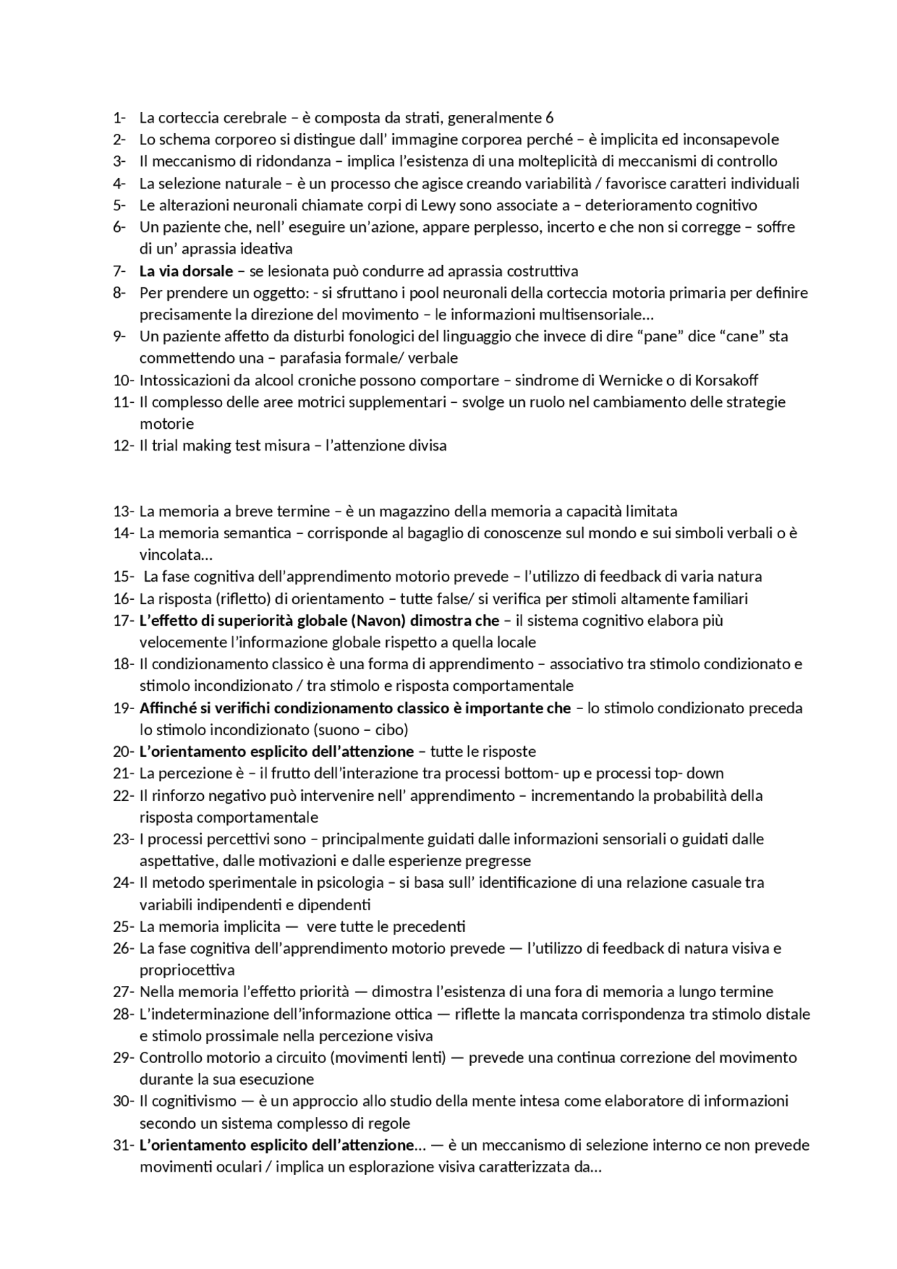 Domande Esame Psicobiologia Docsity