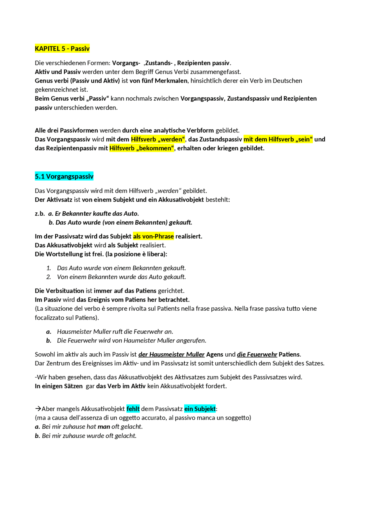 Deutsche Syntax Kapitel 5 Passiv Docsity