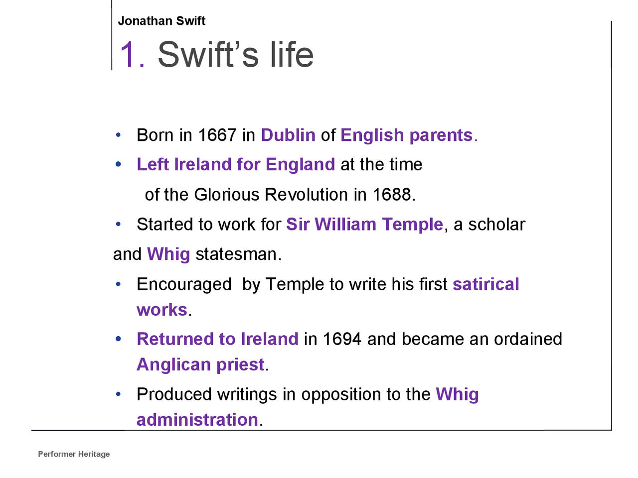 Johnatan Swift Vita E Opere Schemi Docsity