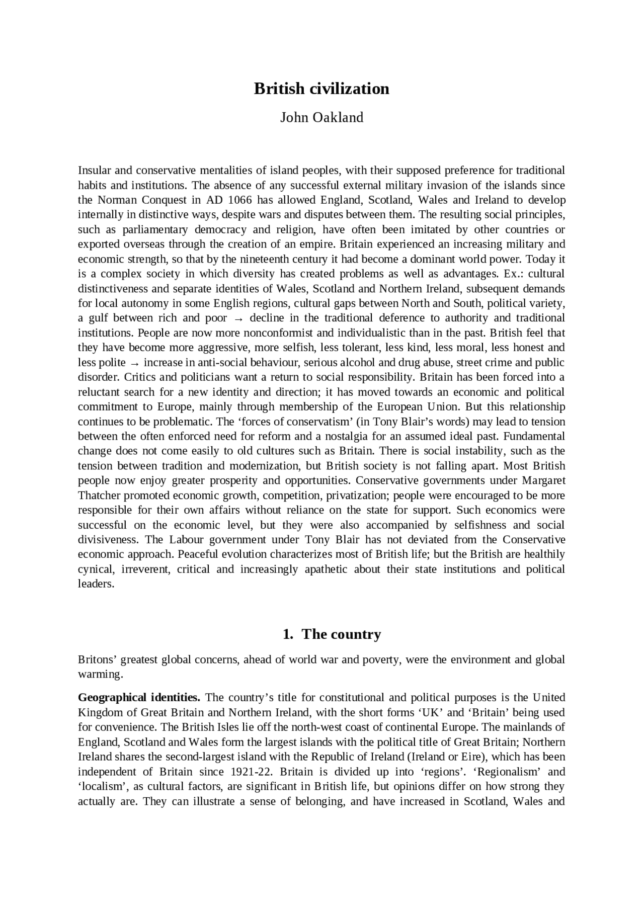 British Civilization Docsity