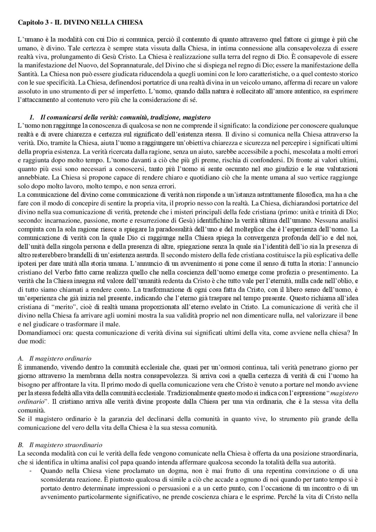 Capitolo 3 Parte 3 Perchè La Chiesa Docsity