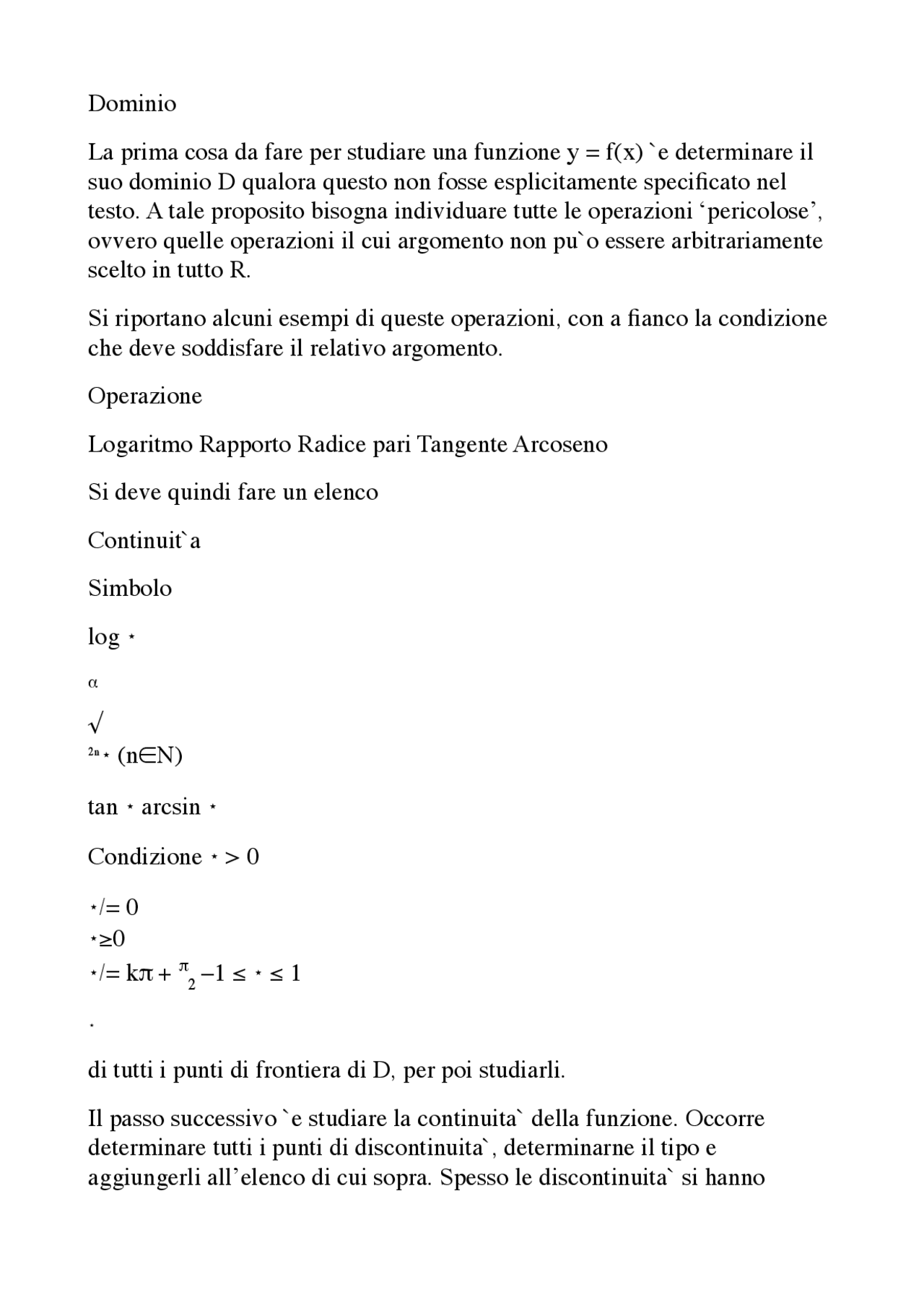 Funzioni Matematiche Appunti Docsity