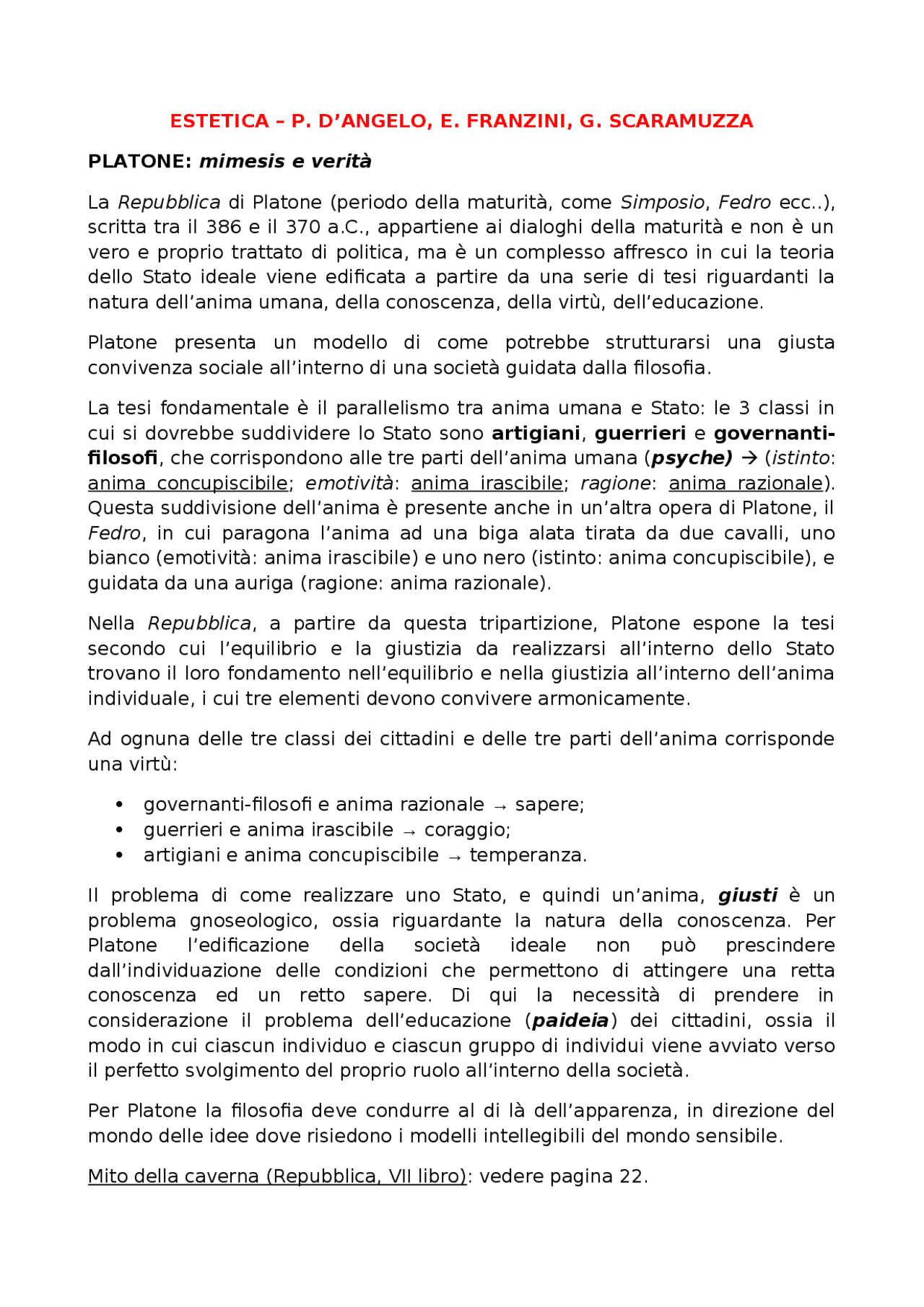 Riassunto Di Estetica Docsity