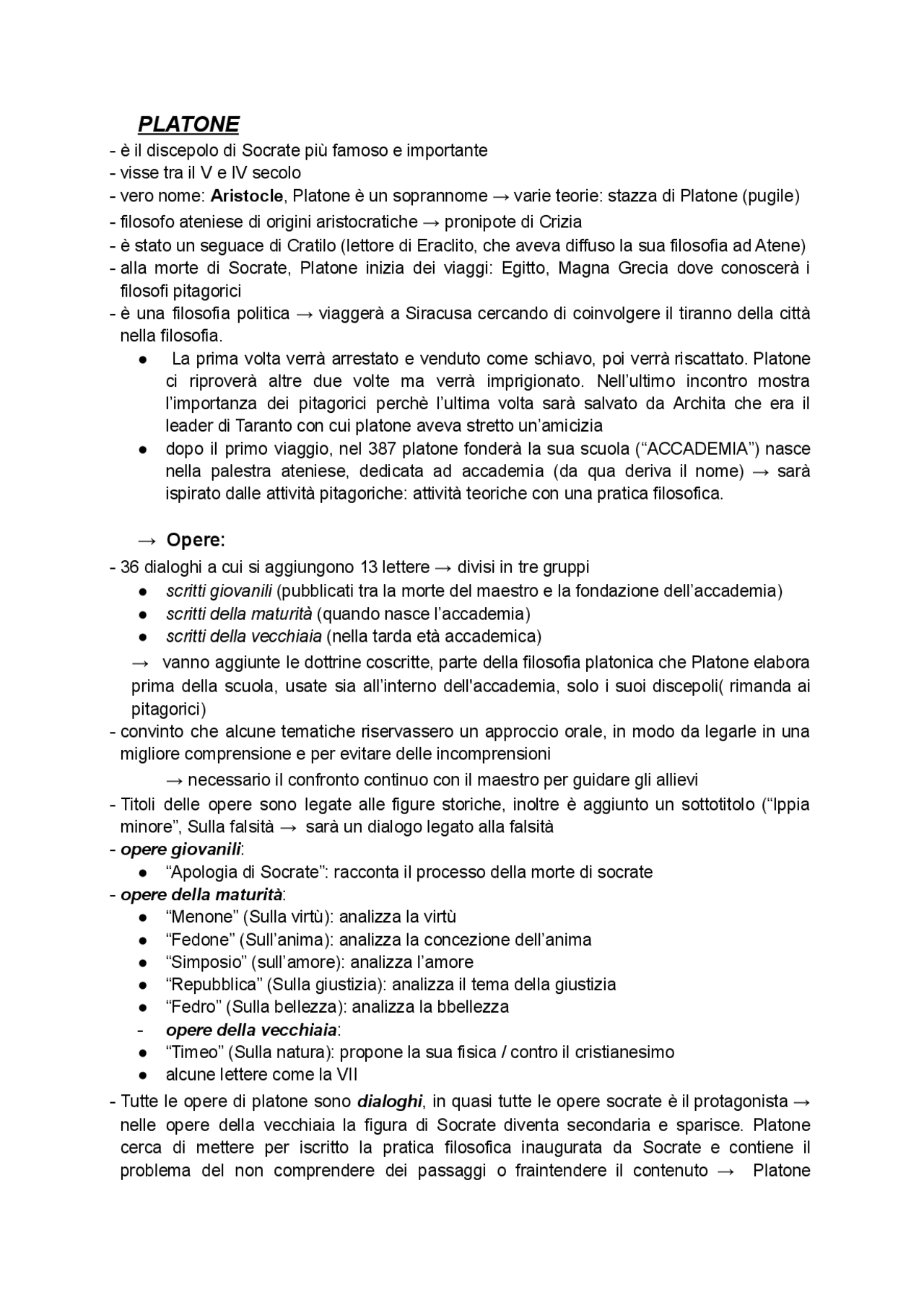 La filosofia di Platone - Docsity