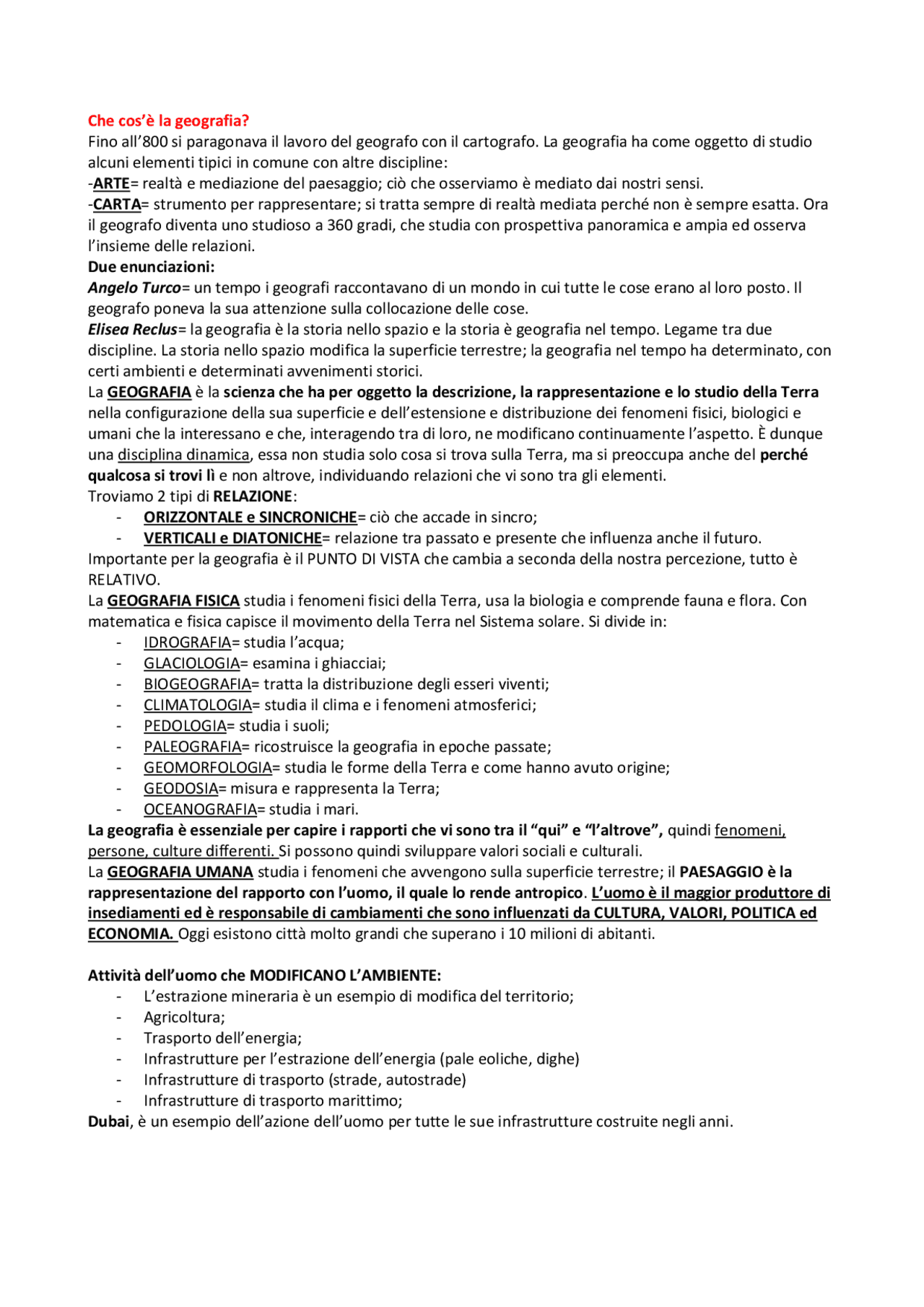 Riassunto Di Geografia Docsity
