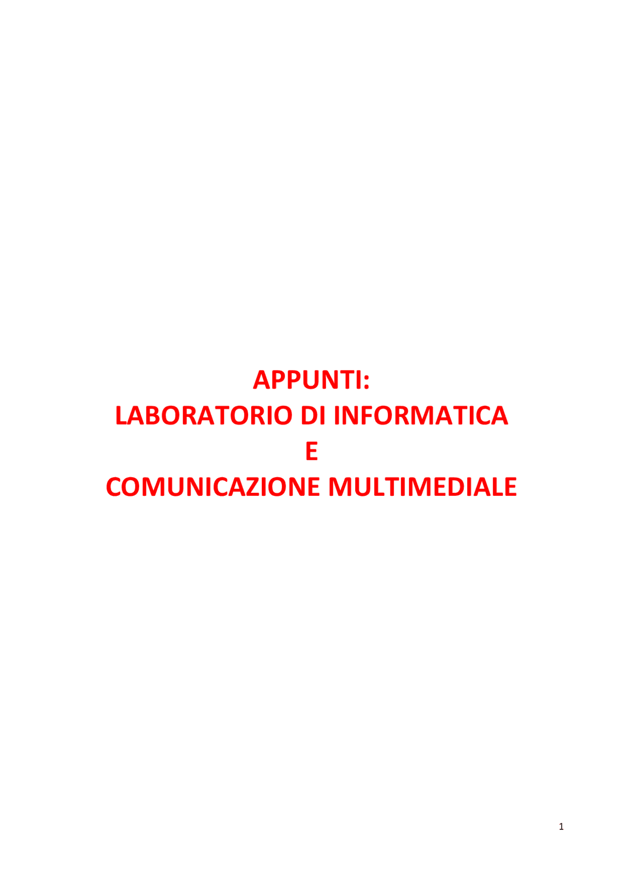 Laboratorio Di Informatica E Comunicazione Multimediale Docsity