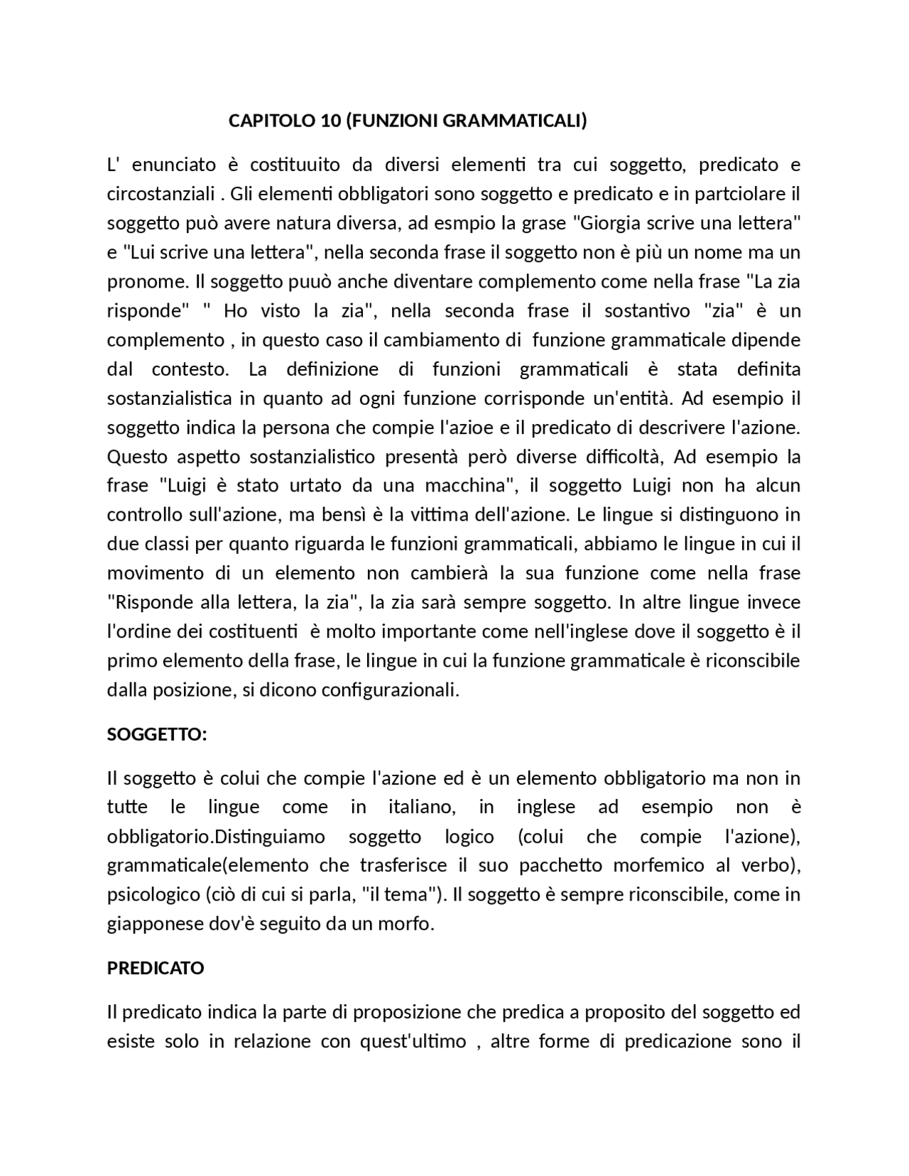 Funzioni Grammaticali Docsity