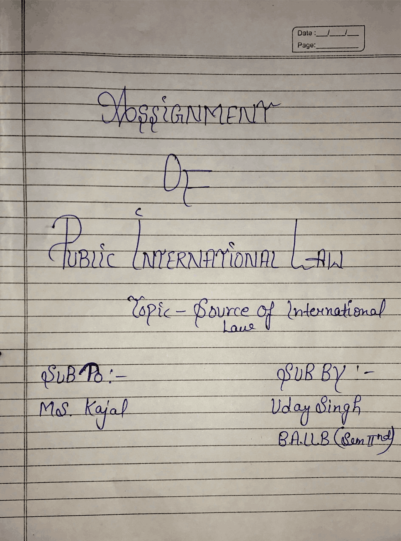 Public International Law Assignment Docsity
