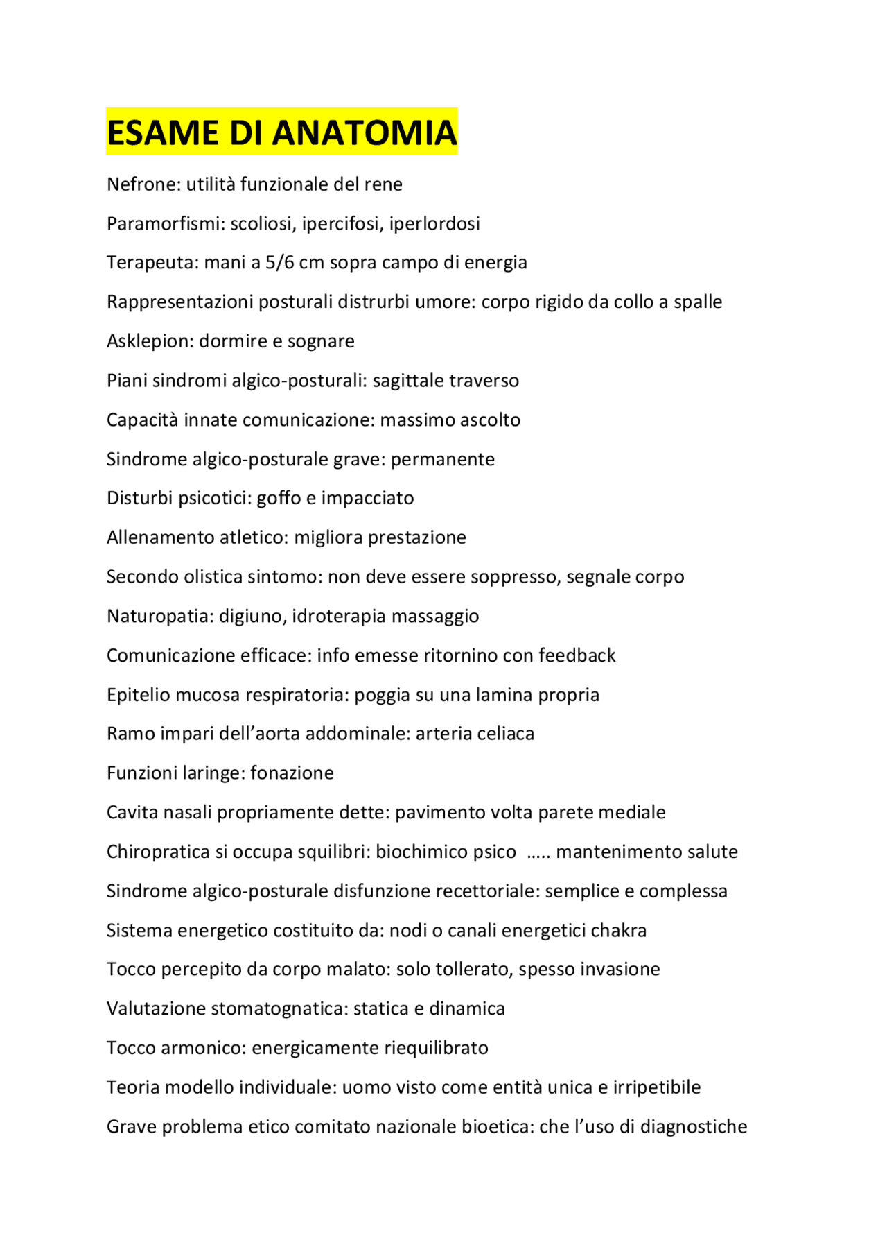 Anatomia Umana L22 Pegaso Docsity