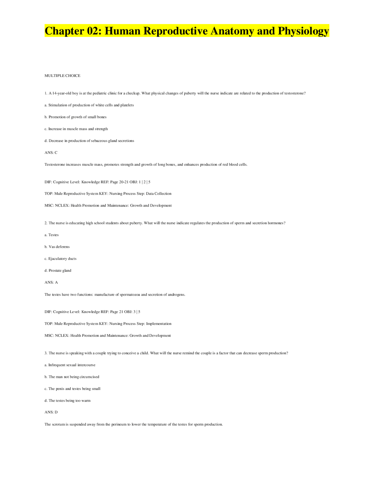 Chapter 02 Human Reproductive Anatomy And Physiology Docsity