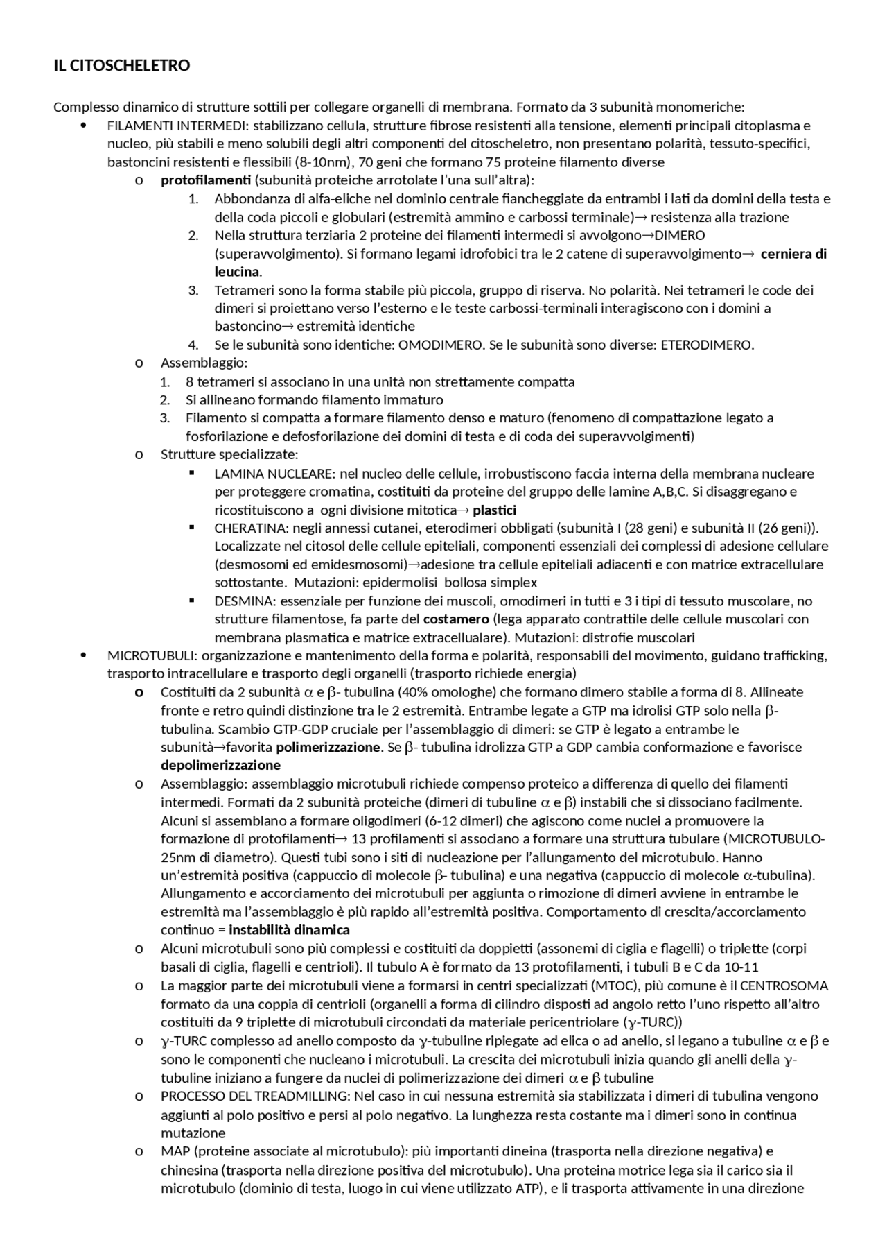 Il Citoscheletro E Larchitettura Cellulare Docsity