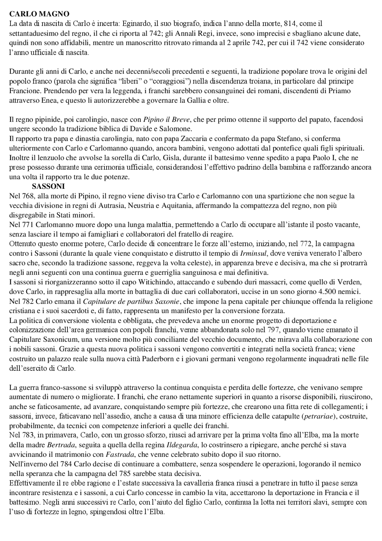 Riassunto Carlo Magno Di Barbero Sintesi Del Corso Di Storia