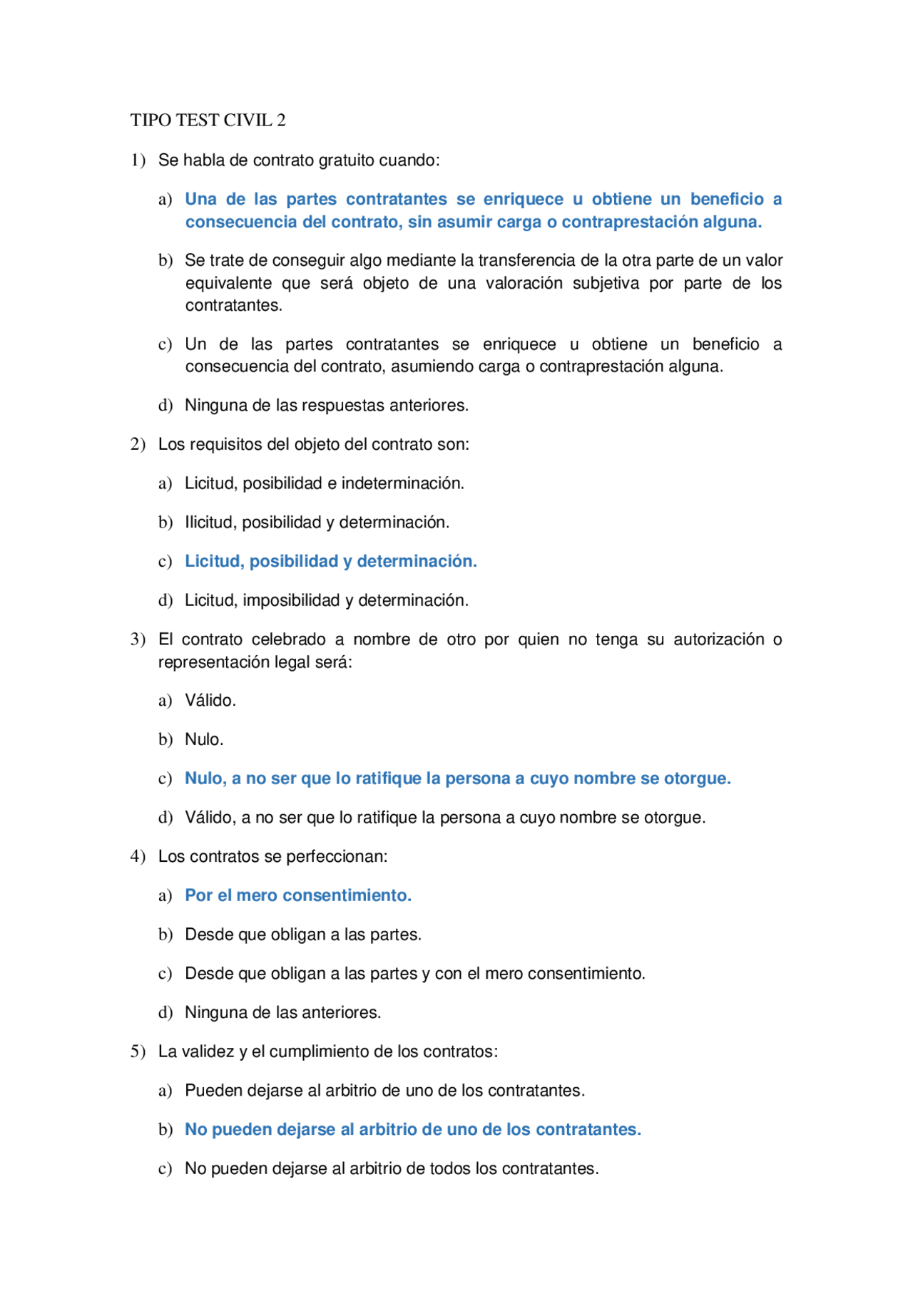 Test De Derecho Civil Ii Hechos Docsity