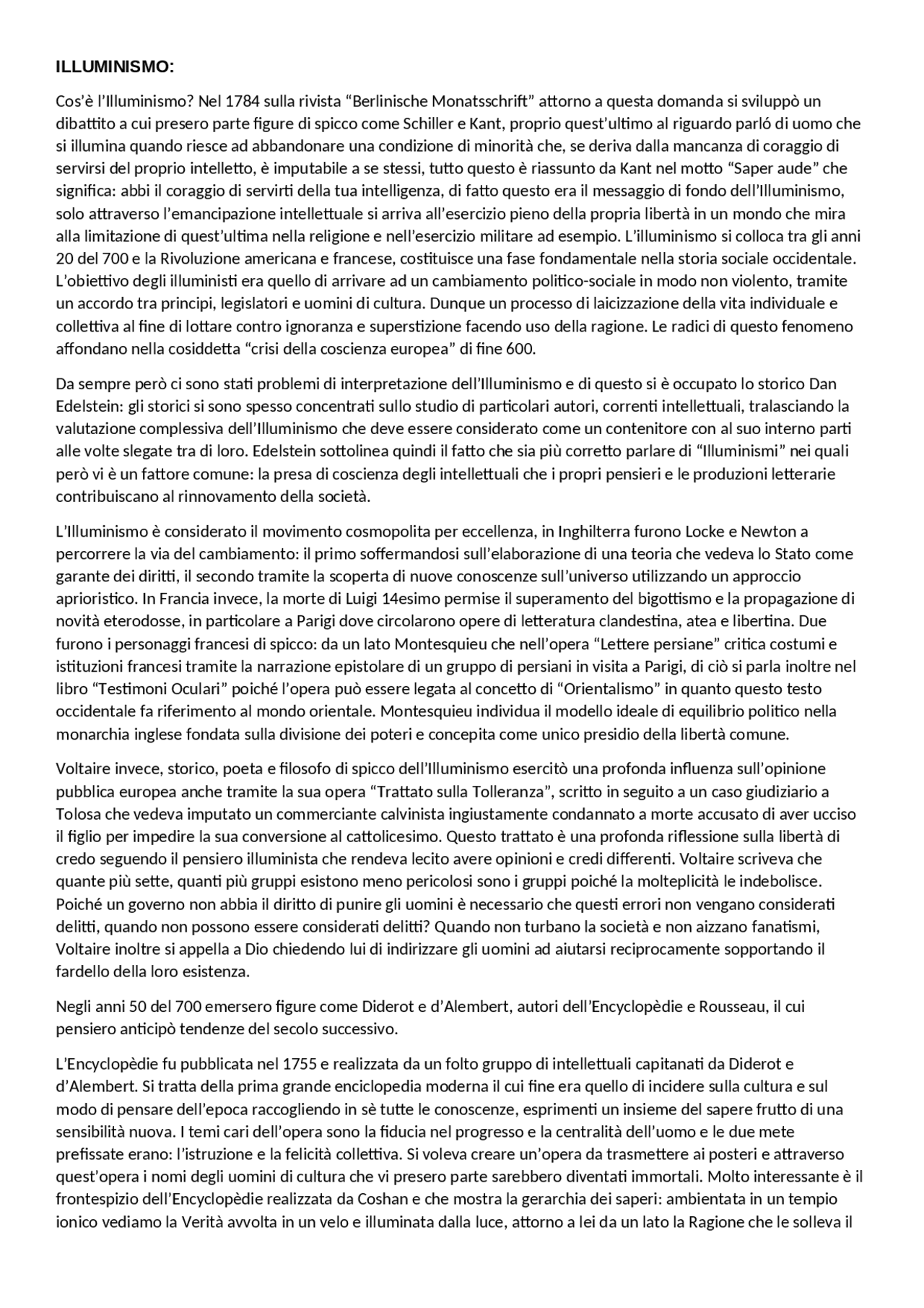 Riassunto Illuminismo Docsity