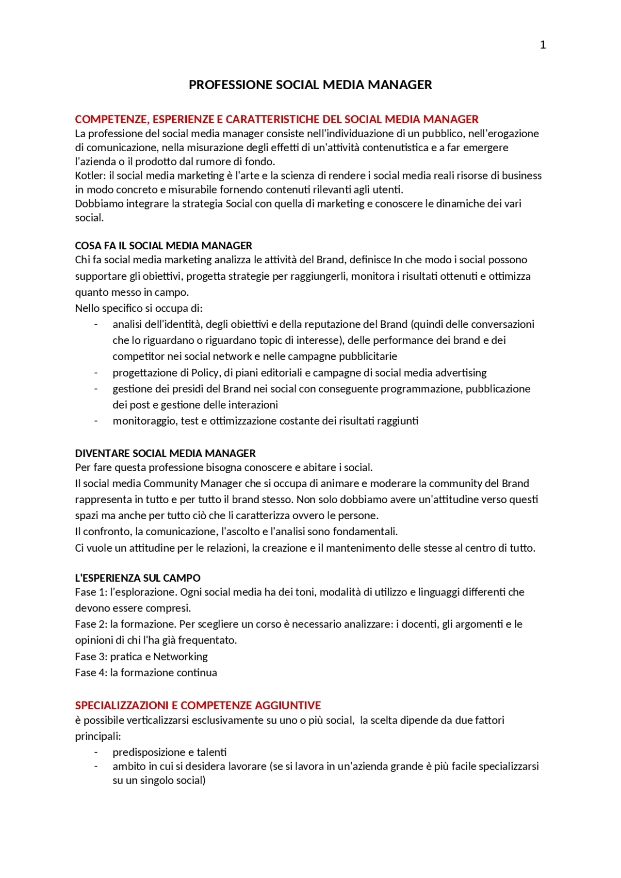 Riassunto Libro Social Media Manager Docsity