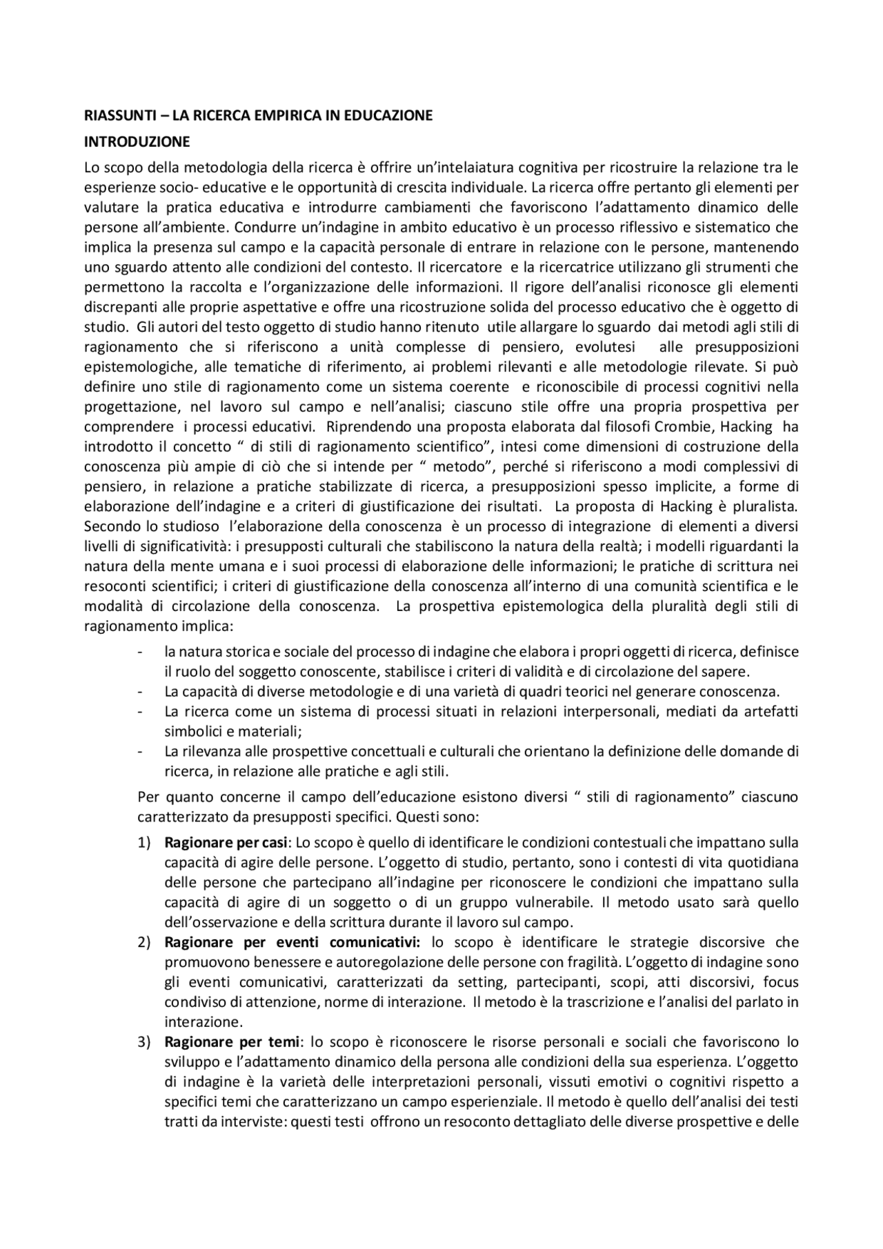 Ricerca Empirica In Educazione Docsity