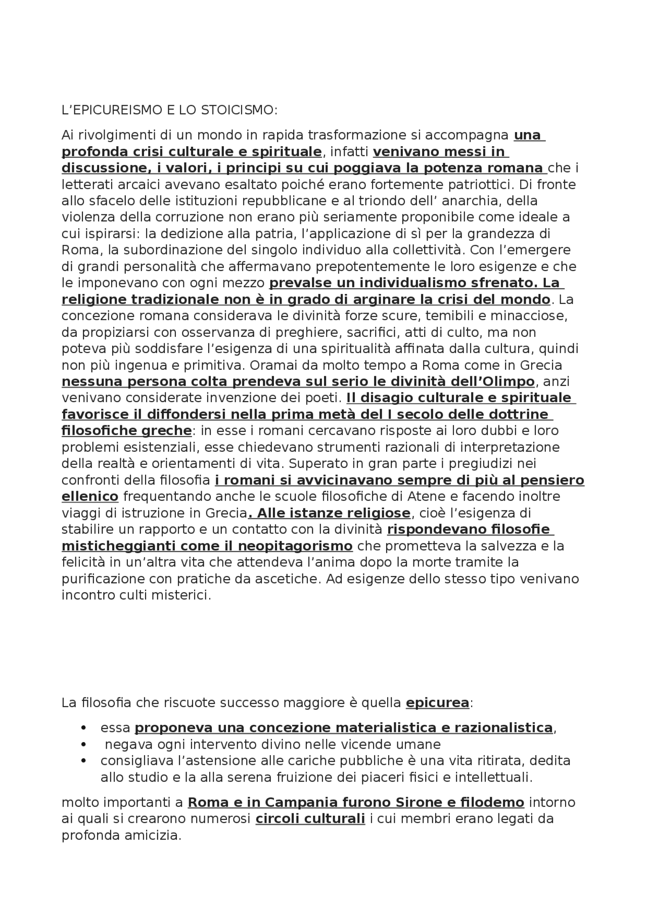 Lo Stoicismo E Lepicureismo Docsity