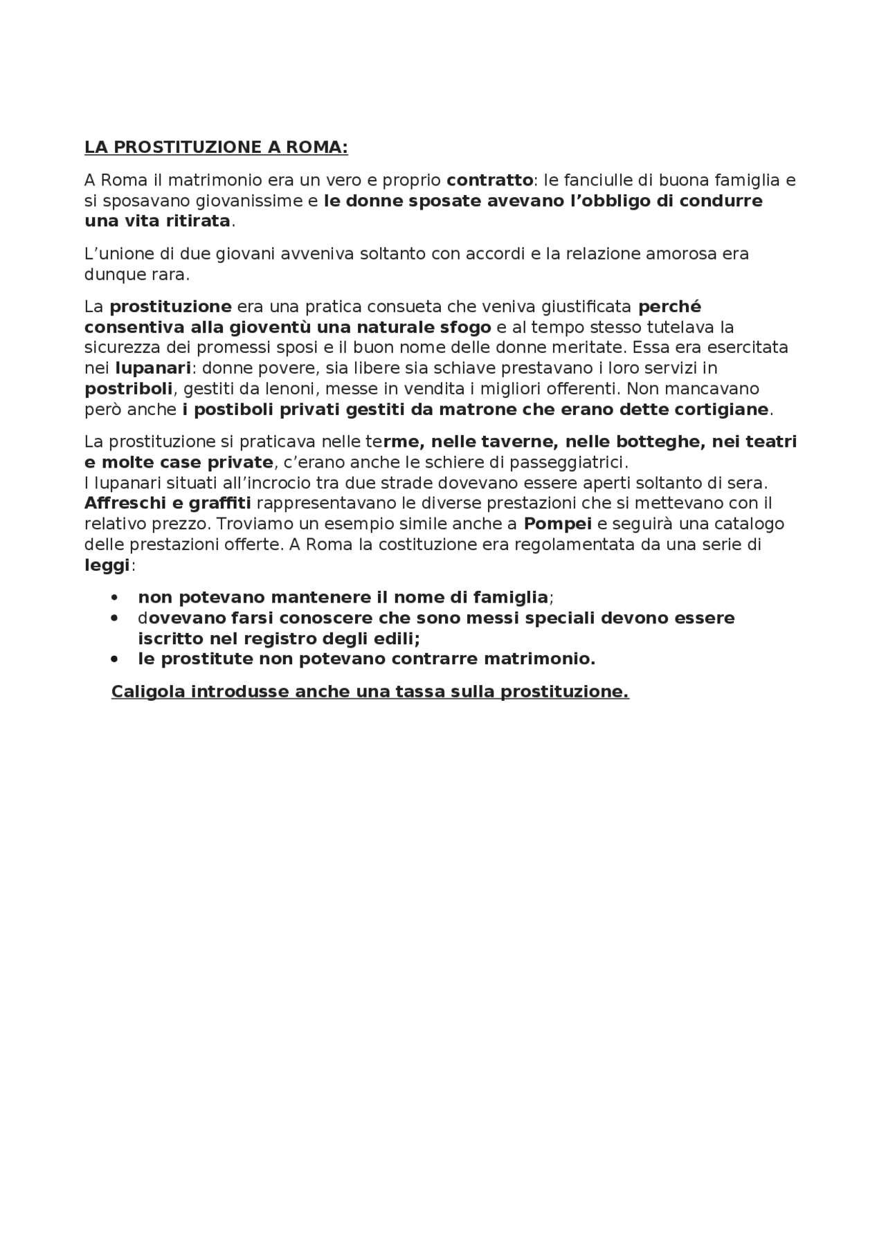 La Prostituzione A Roma Docsity