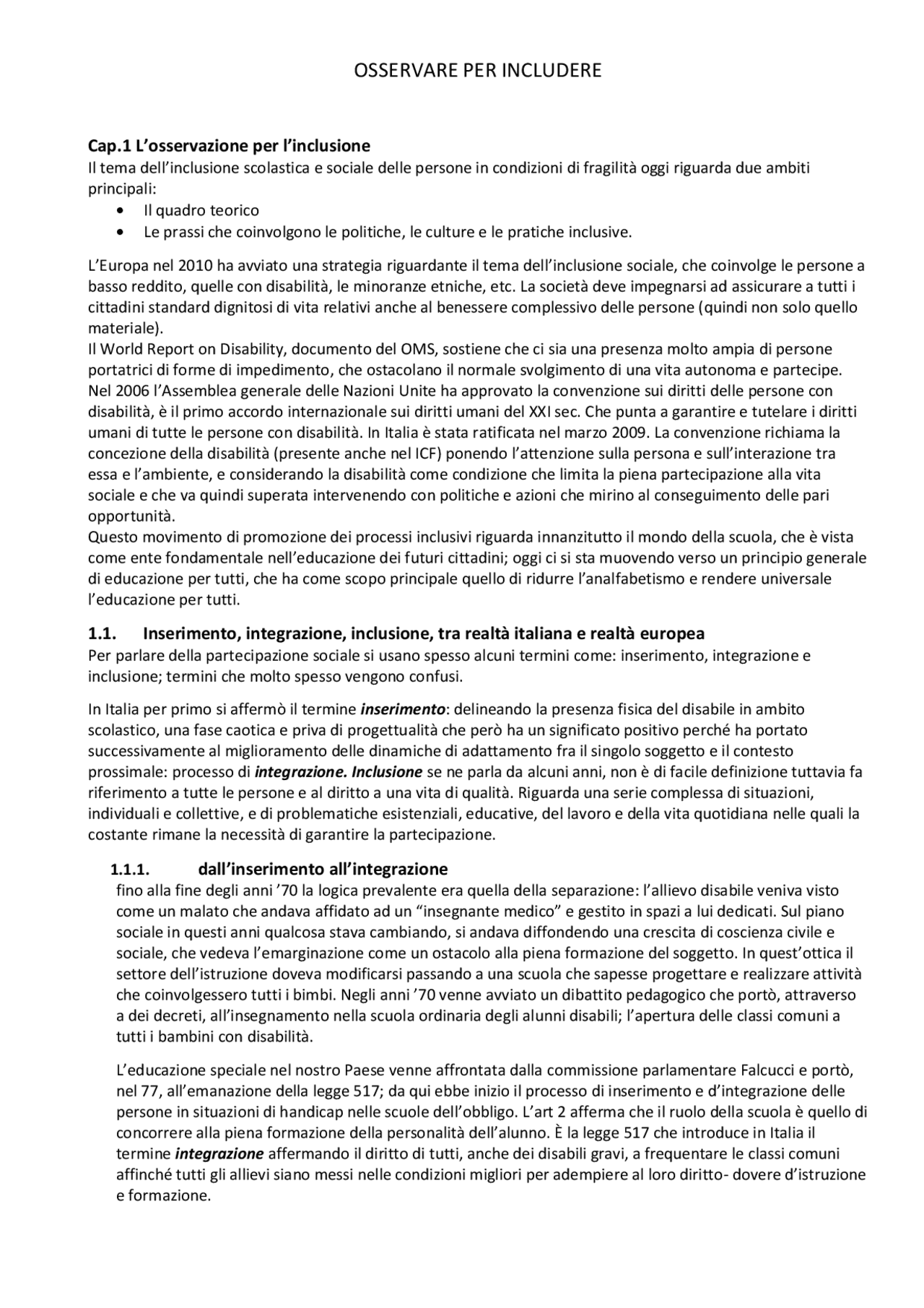 Osservare Per Includere Bortolotti Docsity