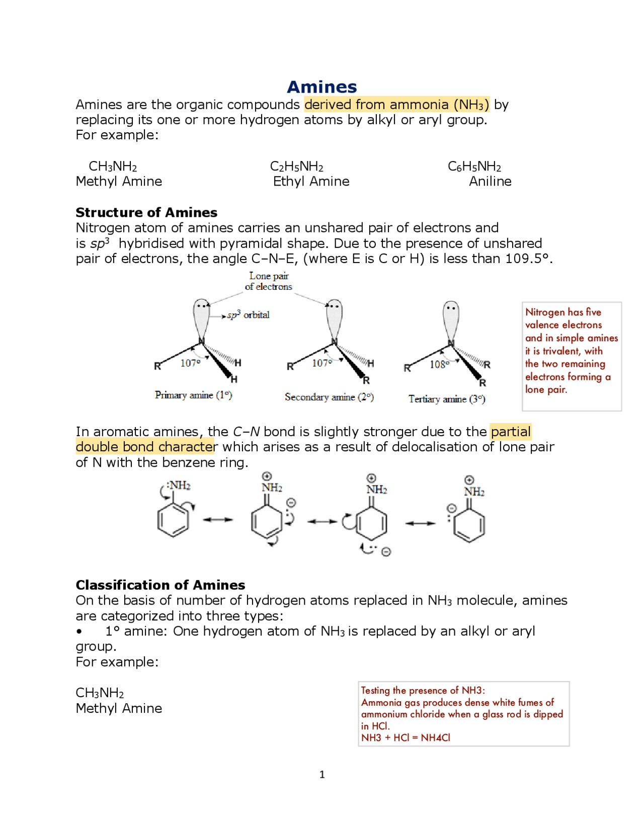 Amines Basic Organic Chemistry Docsity