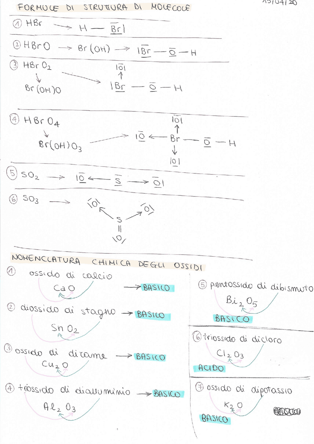 Formule di struttura di molecole, nomenclatura chimica degli ossidi | Esercizi di Chimica ...