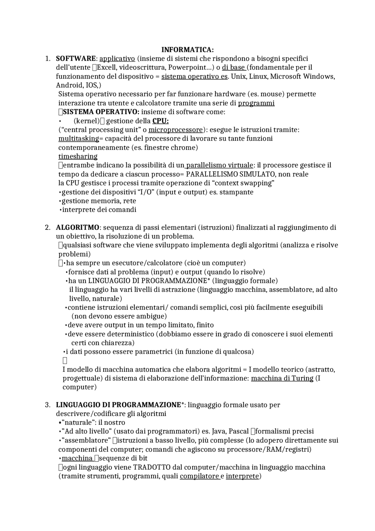 Informatica di base (software, reti e internet) - Docsity