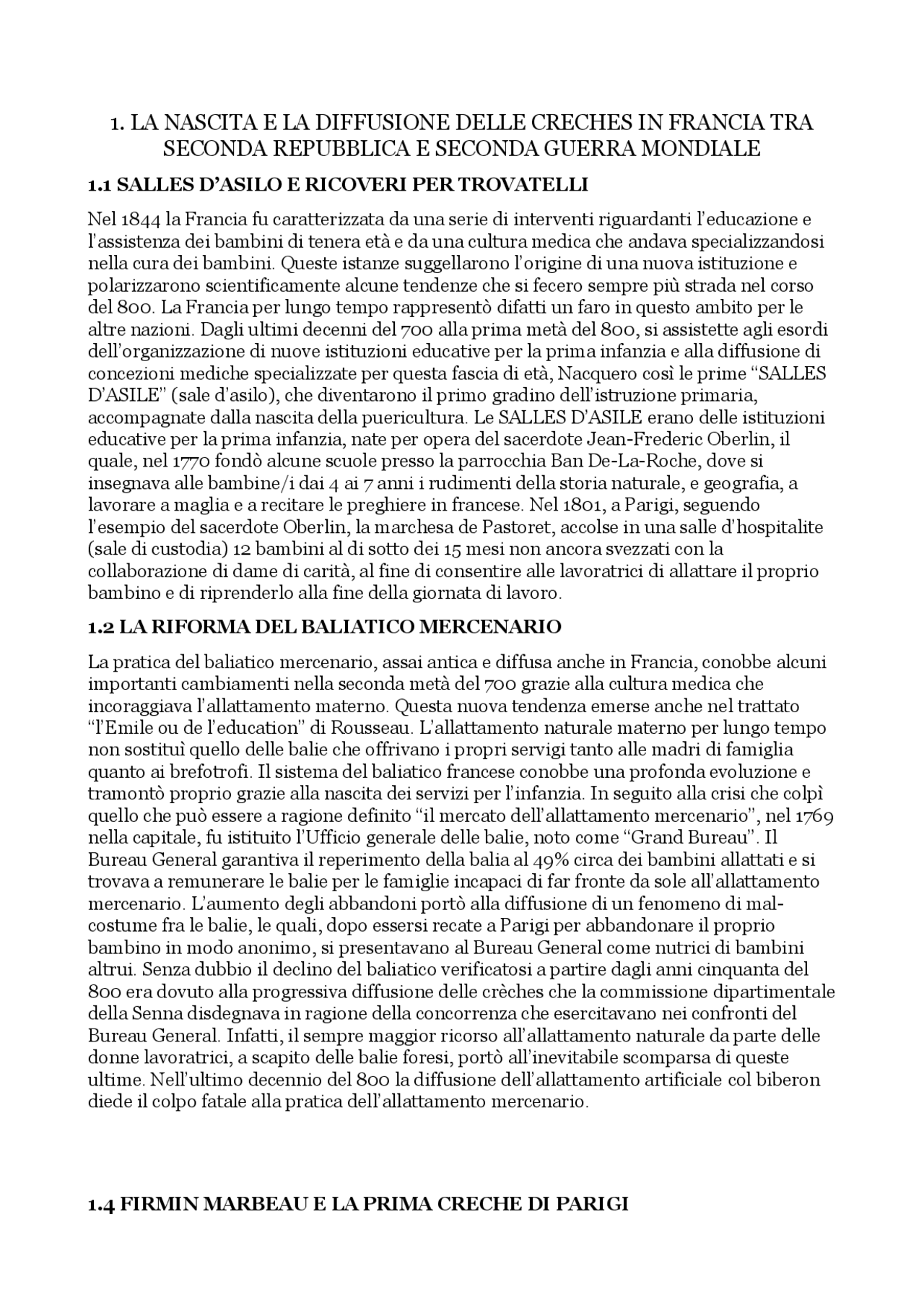 Per Una Storia Dellasilo Nido In Europa Sintesi Completa Docsity