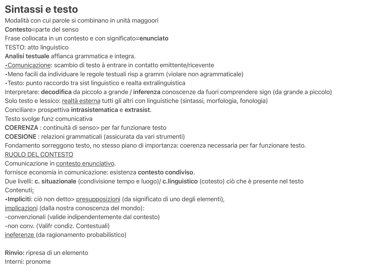 Sintassi E Testo Riassunto Massimo Palermo Docsity
