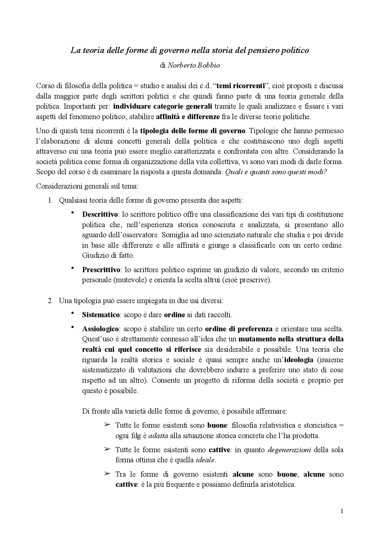 Bobbio Riassunto Completo Docsity