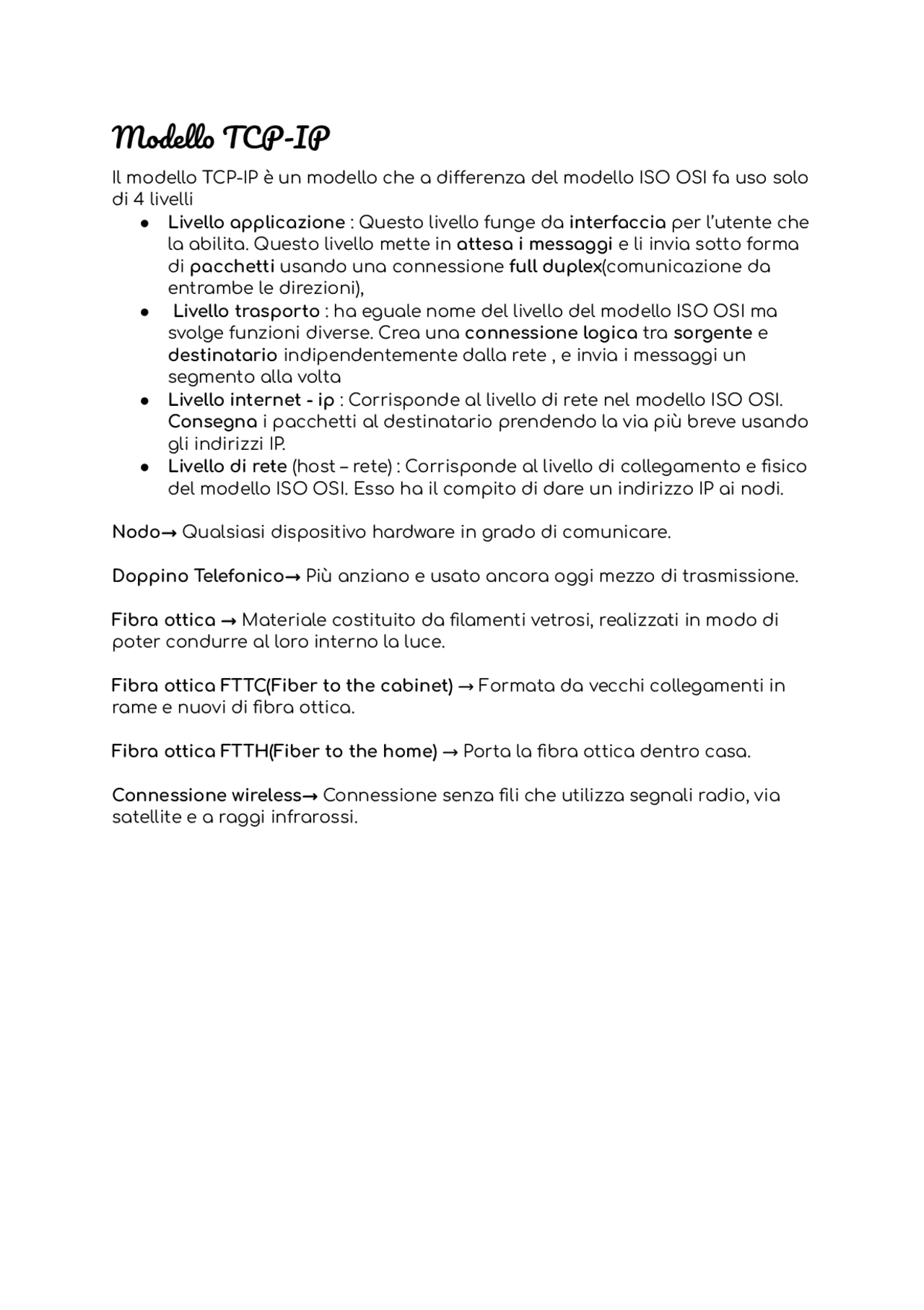 Modello Tcp Ip Livello Per Livello Docsity