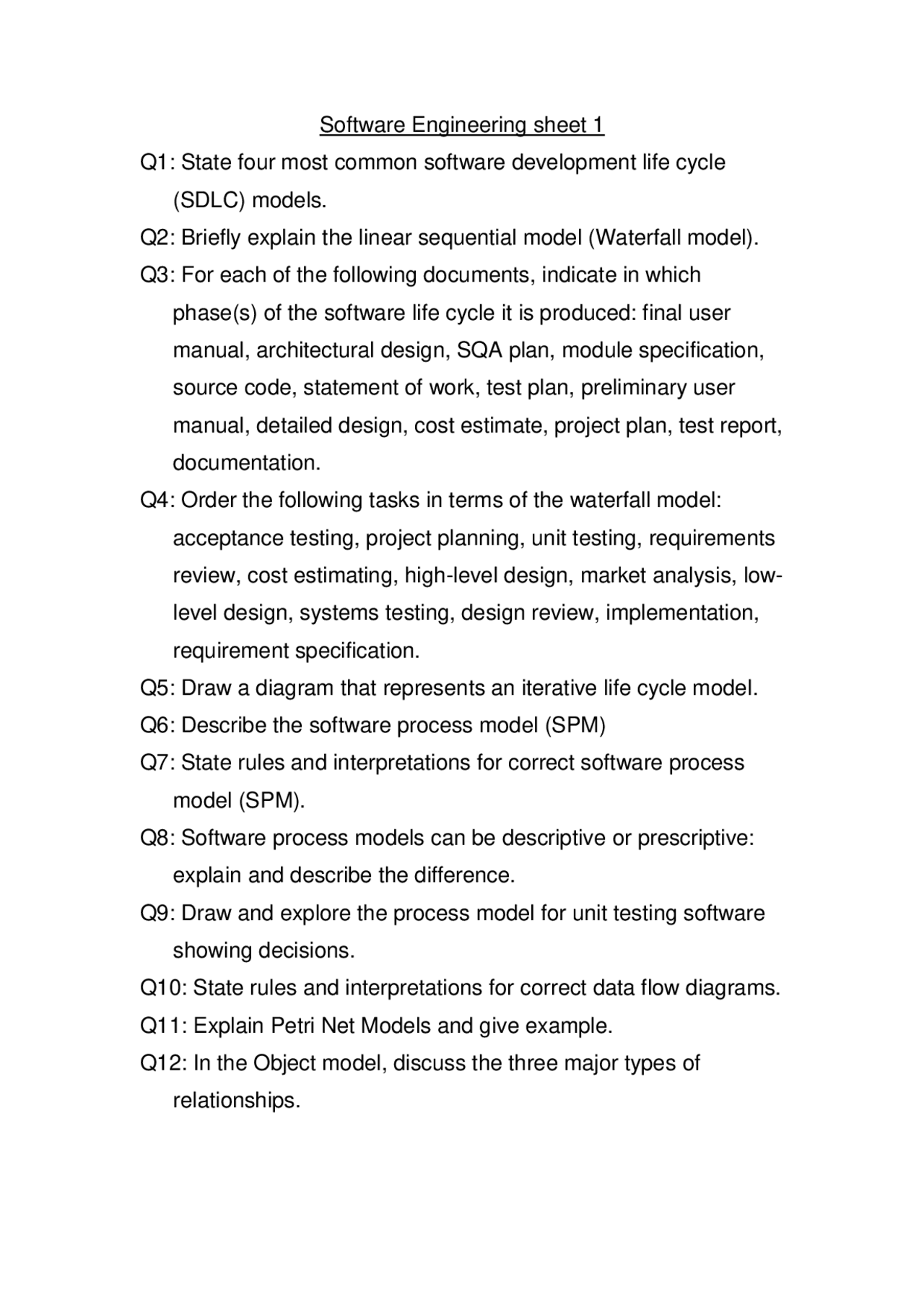 Software Engineering Docsity