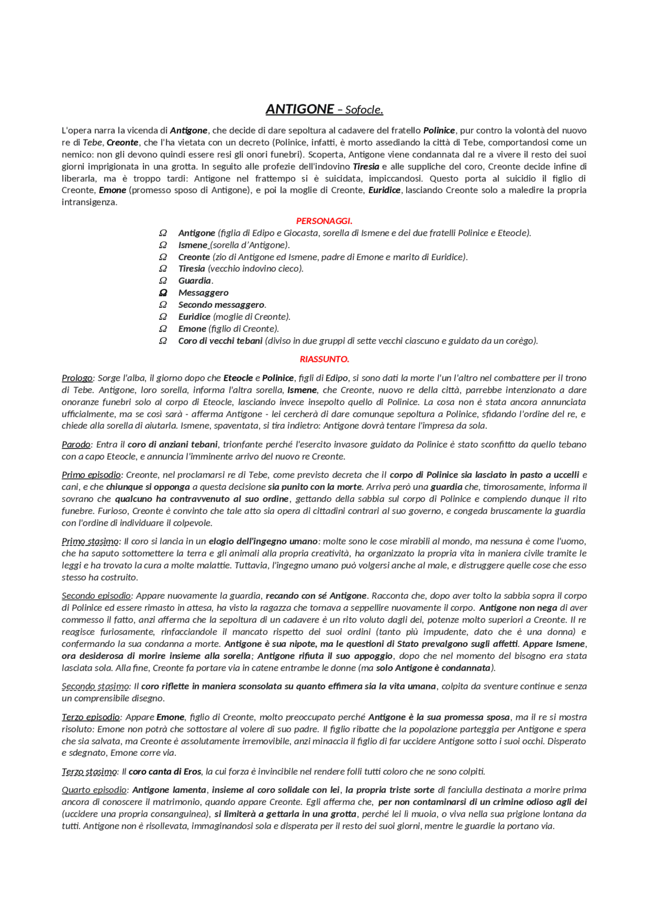 Antigone di ASofocle - Docsity