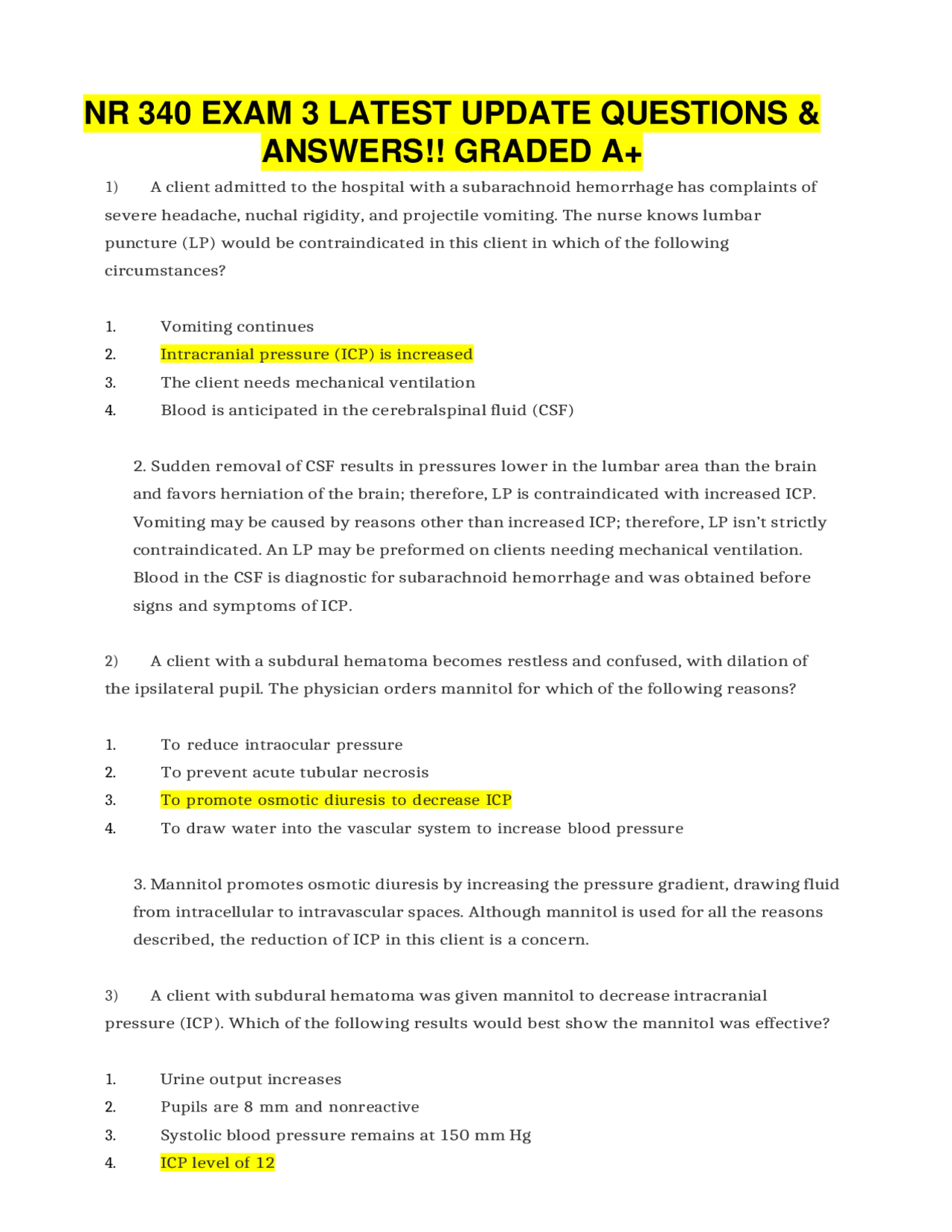 NR 340 EXAM 3 LATEST UPDATE QUESTIONS & ANSWERS!! GRADED A - Docsity